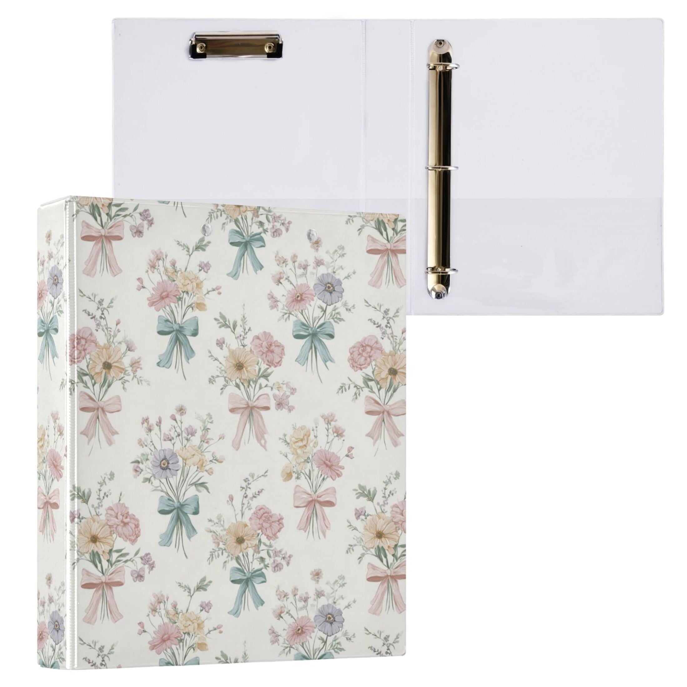 3 Ring Binder with Flattened Metal Clip 1.5" Round Rings Binder ...