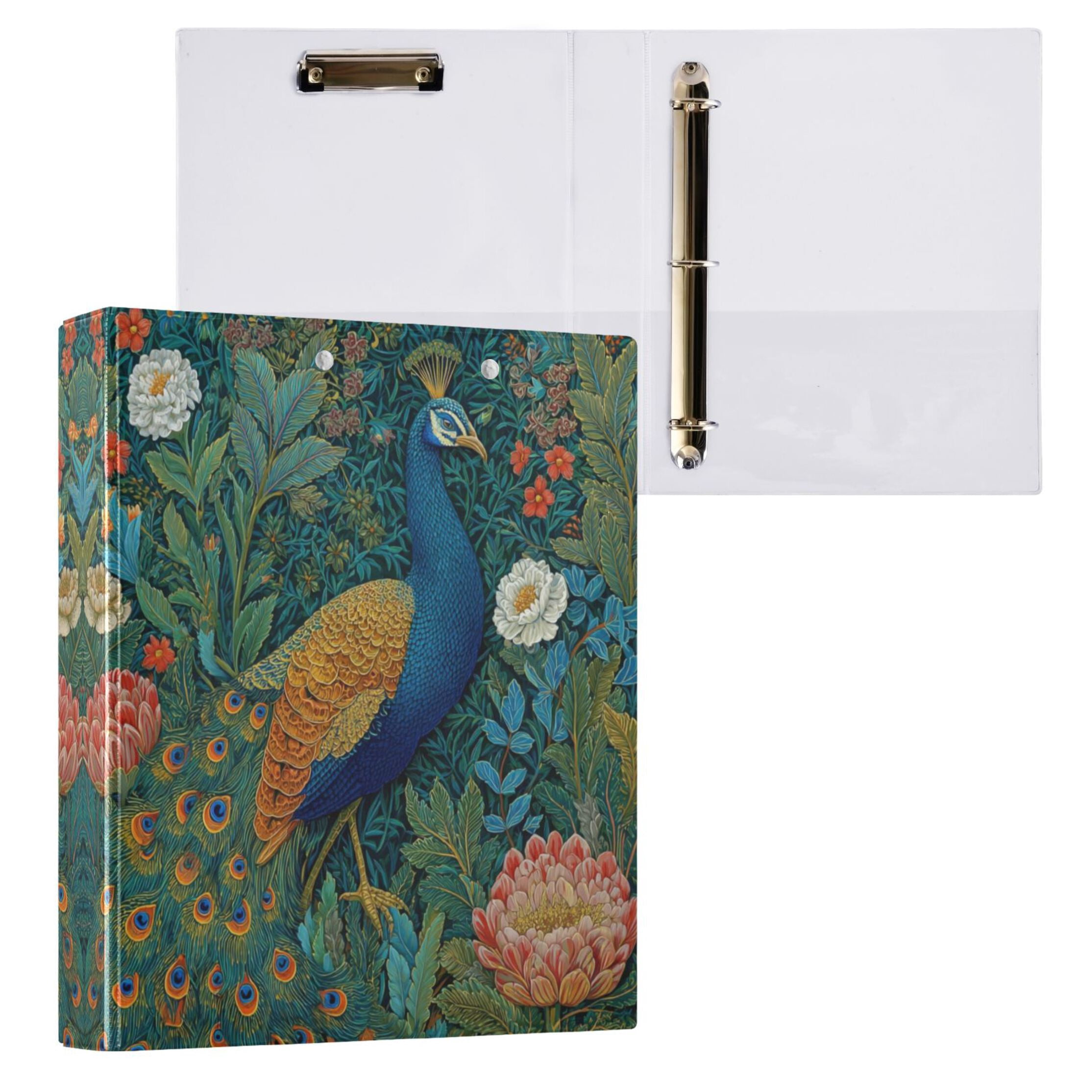 3 Ring Binder with Flattened Metal Clip 1.5" Round Rings Binder ...