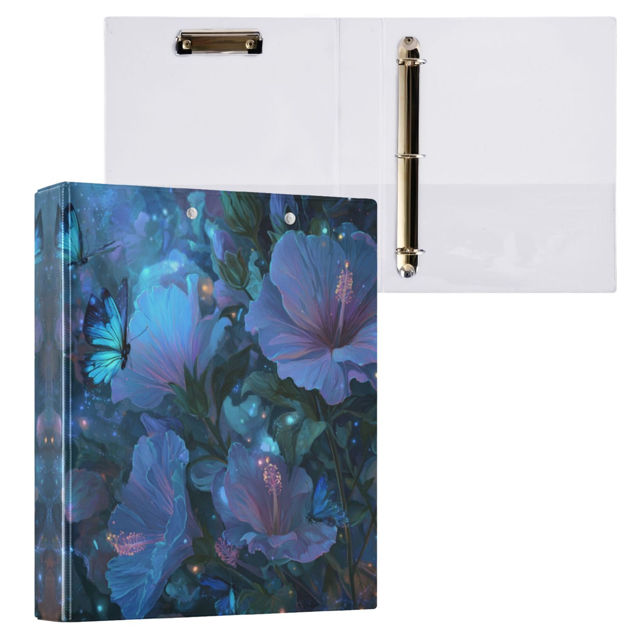 3 Ring Binder with Flattened Metal Clip 1.5" Round Rings Binder ...