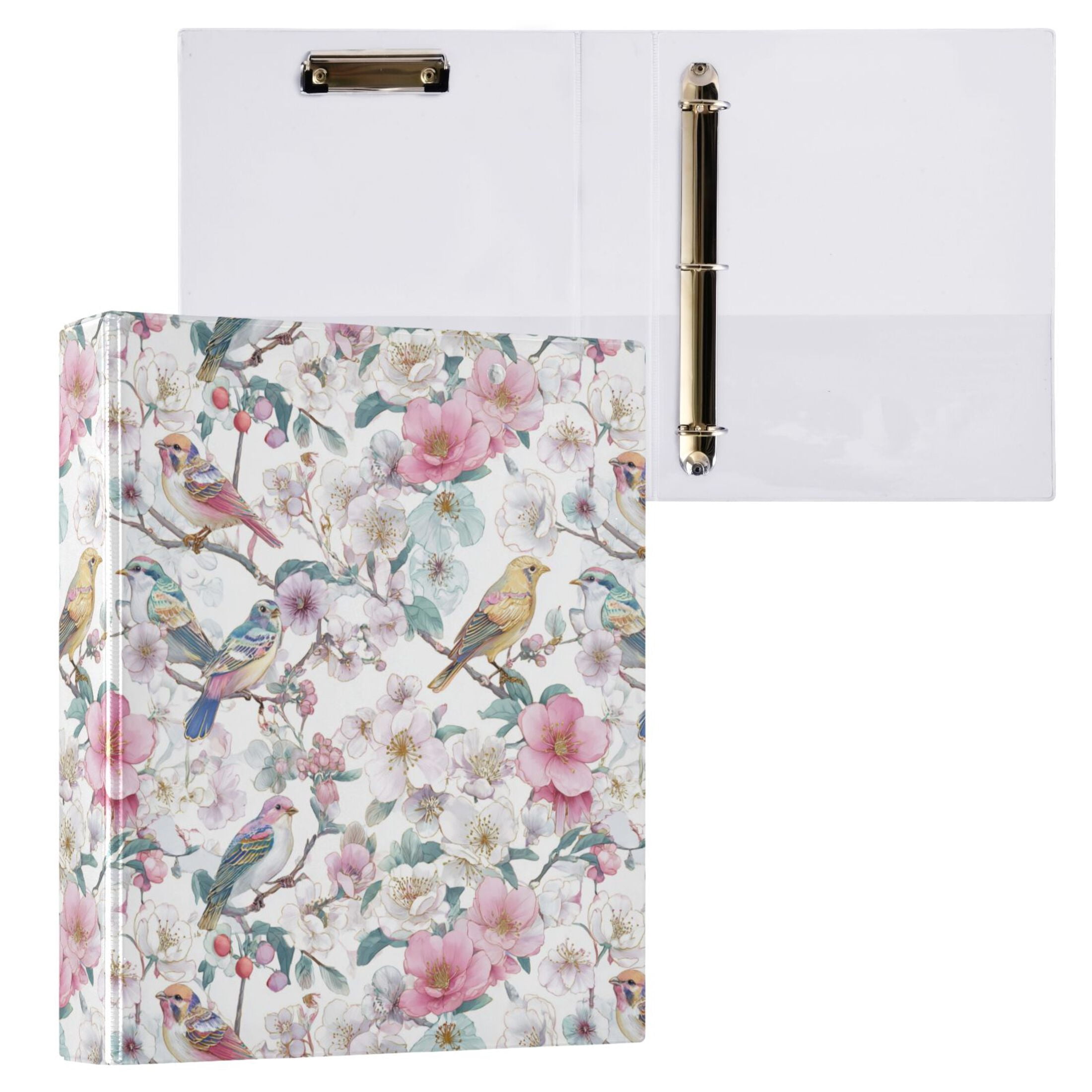 3 Ring Binder with Flattened Metal Clip 1.5" Round Rings Binder ...