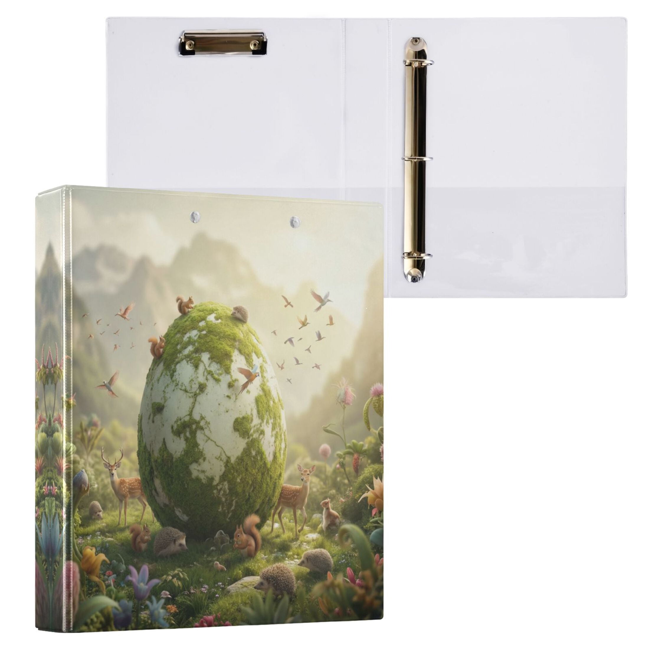 3 Ring Binder with Flattened Metal Clip 1.5" Round Rings Binder ...