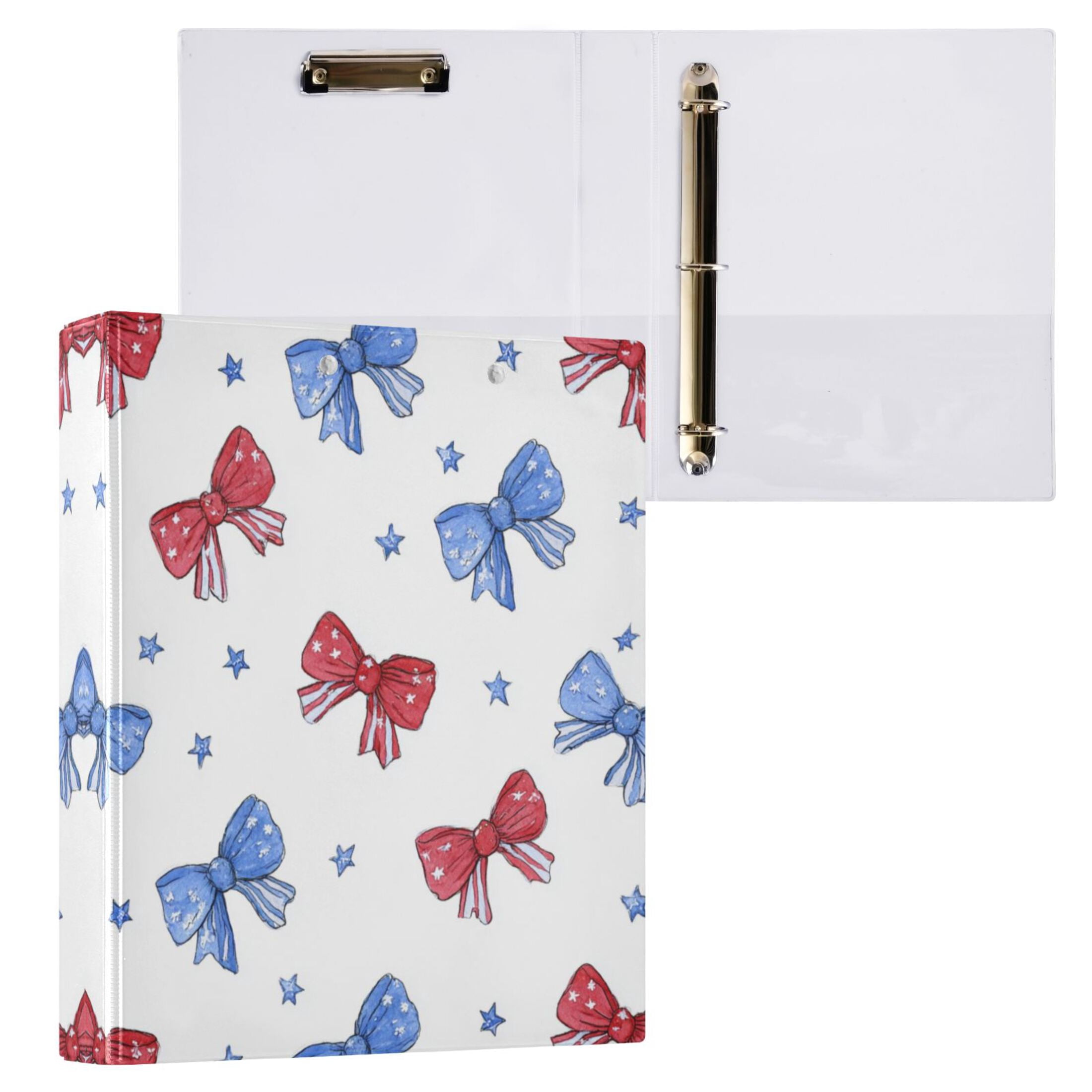 3 Ring Binder with Flattened Metal Clip 1.5" Round Rings Binder ...