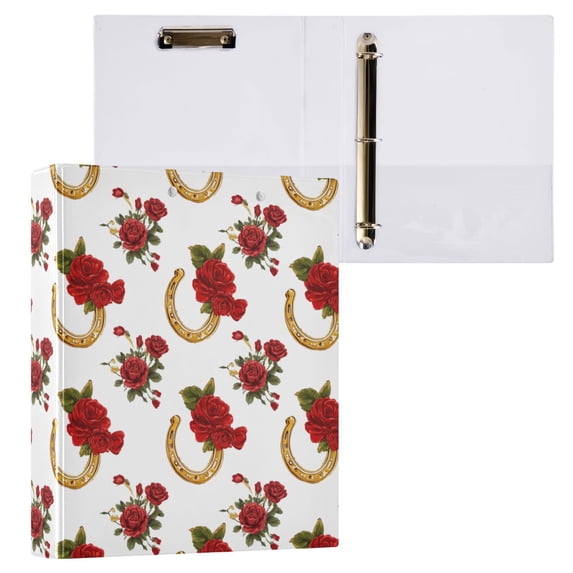 3 Ring Binder with Flattened Metal Clip 1.5" Round Rings Binder ...