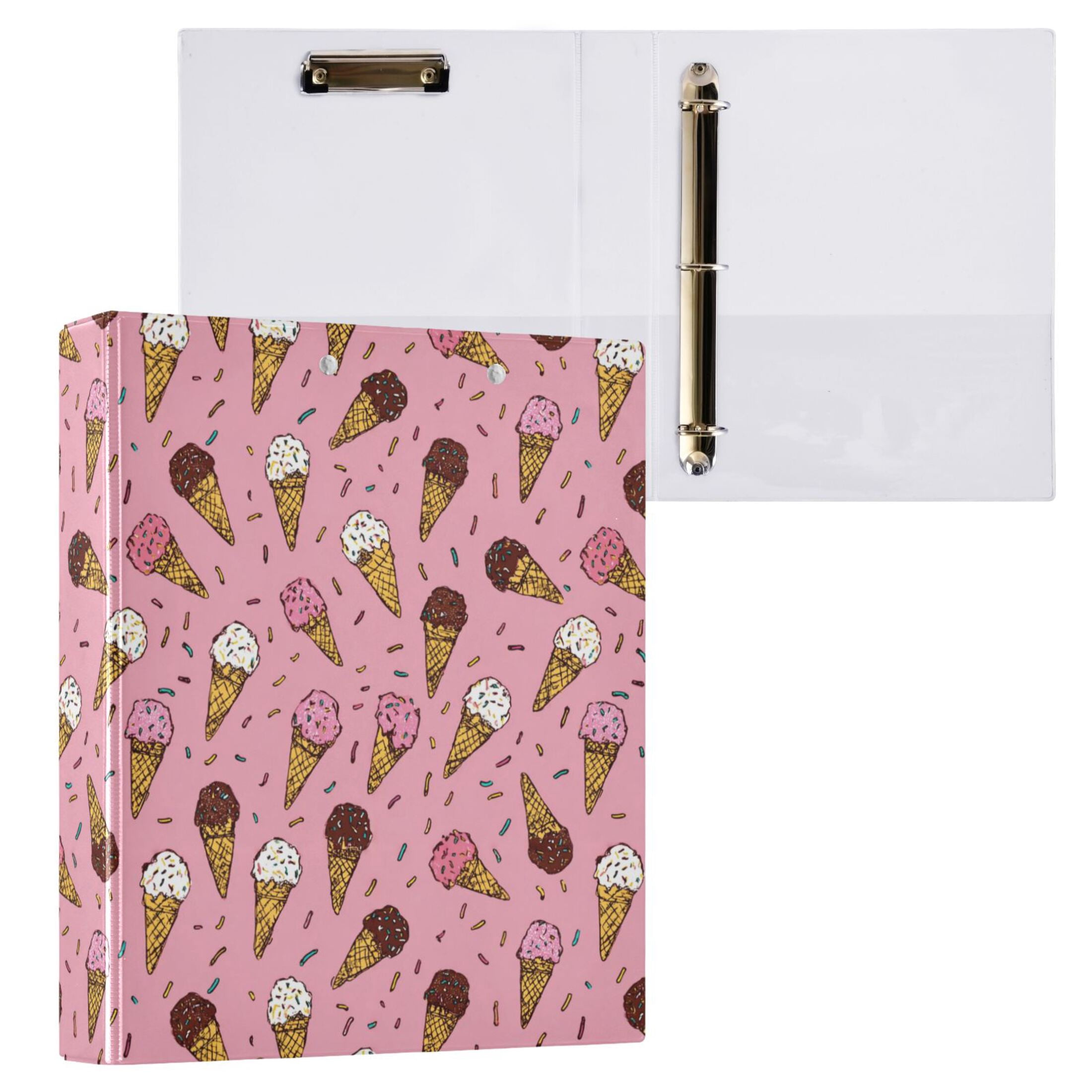 3 Ring Binder with Flattened Metal Clip 1.5" Round Rings Binder ...