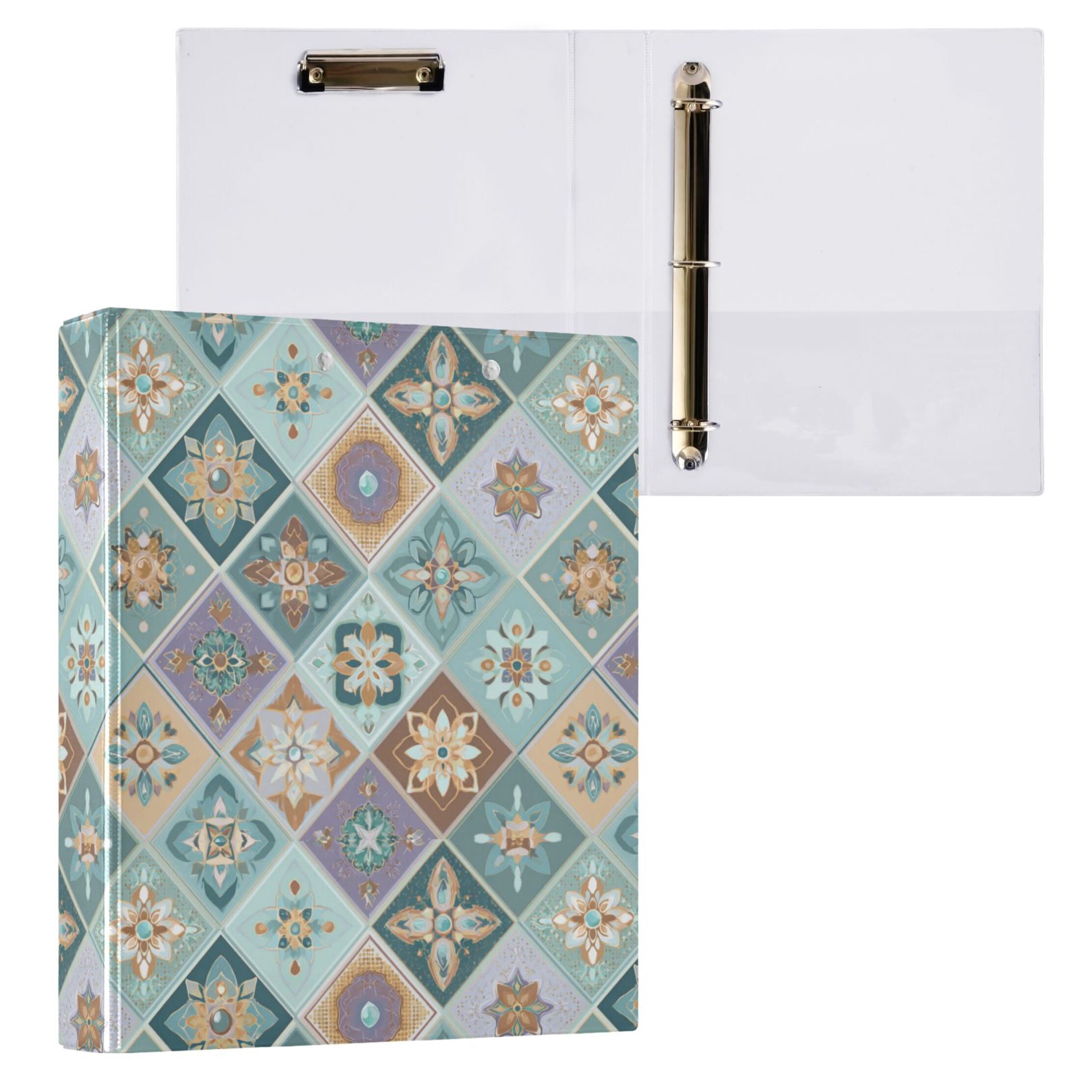 3 Ring Binder with Flattened Metal Clip 1.5" Round Rings Binder ...