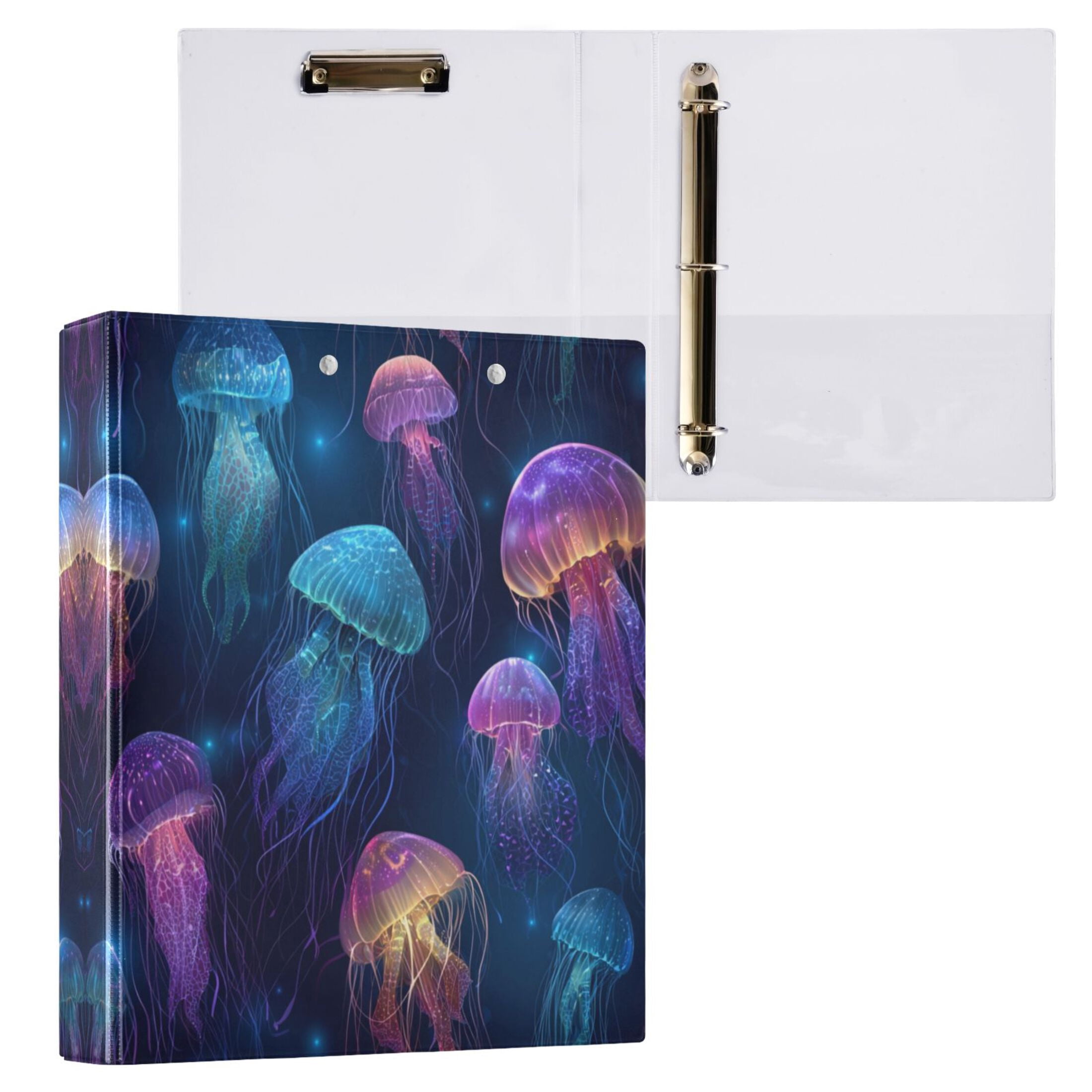 3 Ring Binder with Flattened Metal Clip 1.5" Round Rings Binder ...