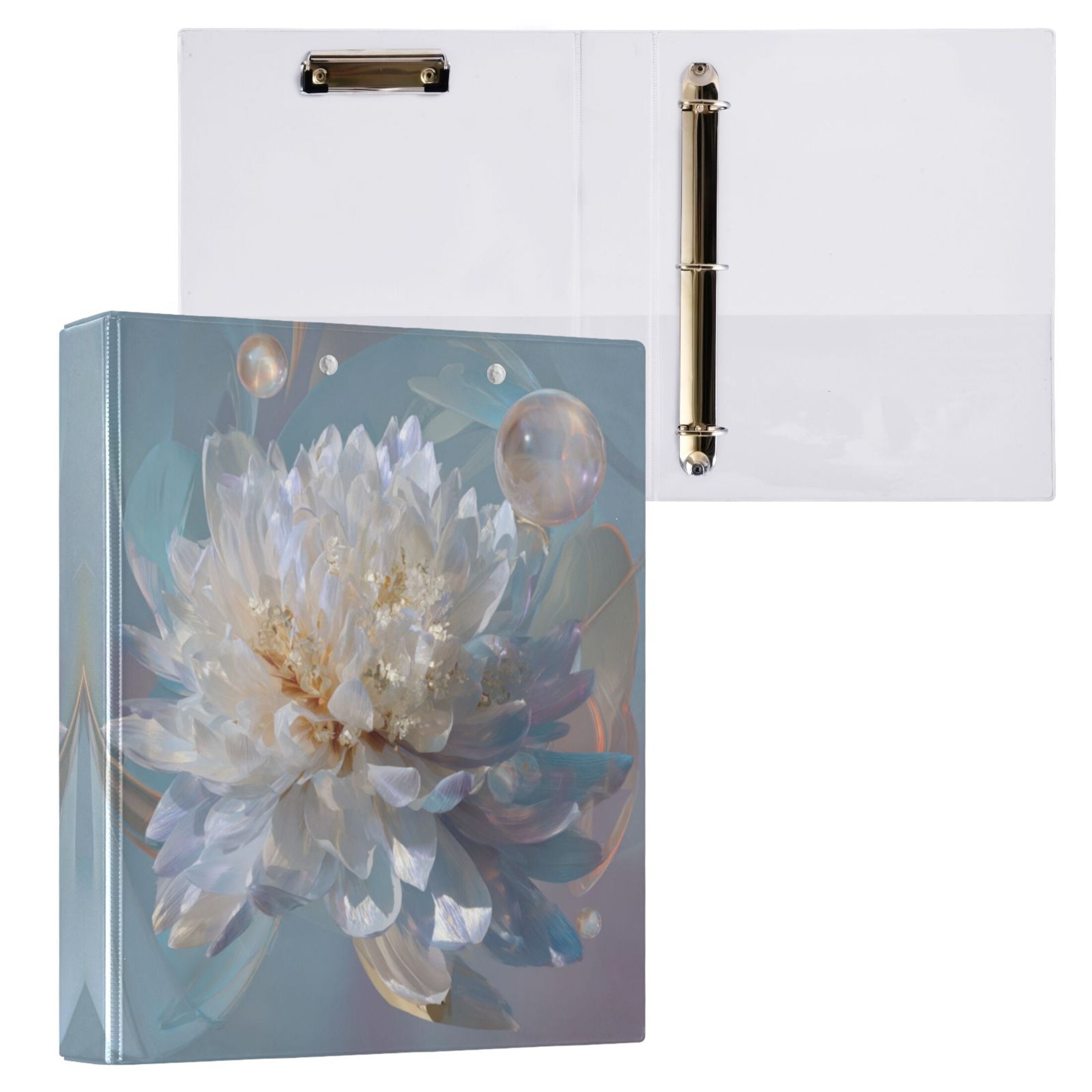 3 Ring Binder with Flattened Metal Clip 1.5" Round Rings Binder ...