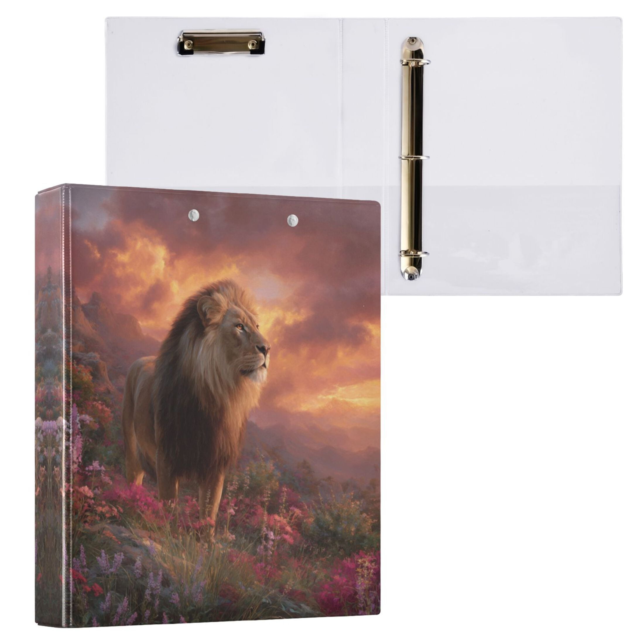 3 Ring Binder with Flattened Metal Clip 1.5" Round Rings Binder ...