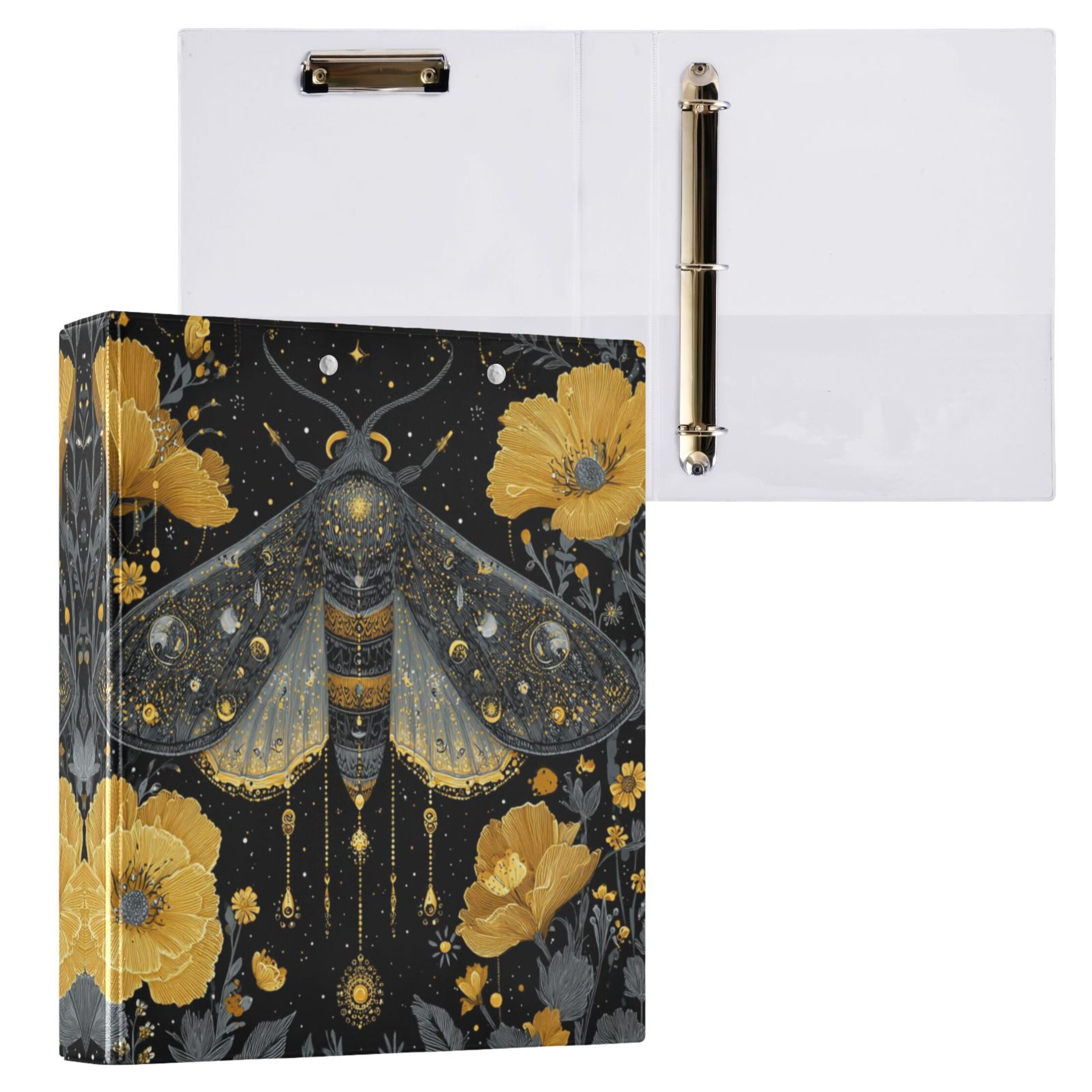 3 Ring Binder with Flattened Metal Clip 1.5" Round Rings Binder ...