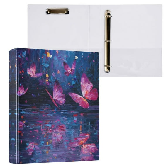 3 Ring Binder with Flattened Metal Clip 1.5" Round Rings Binder ...