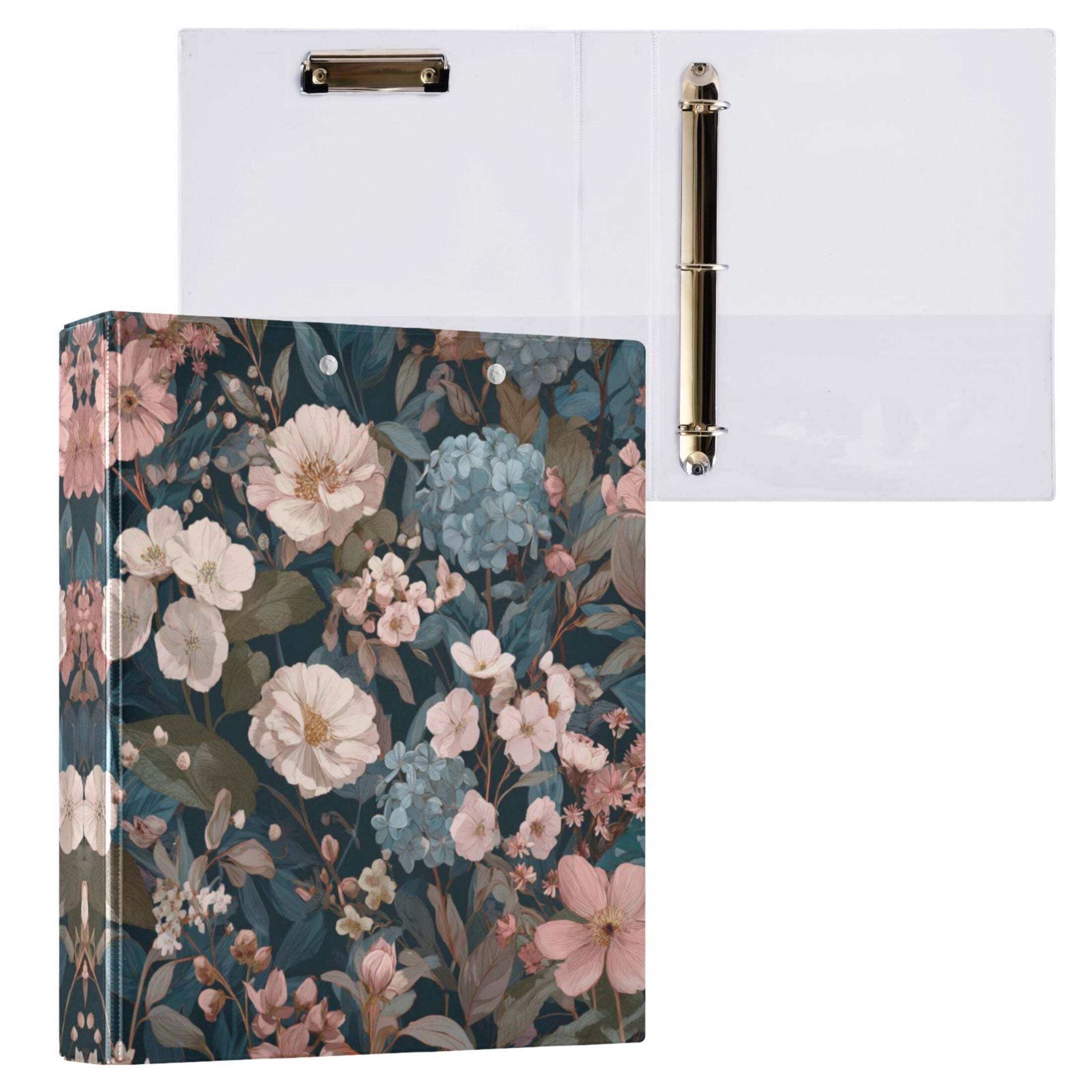 3 Ring Binder with Flattened Metal Clip 1.5" Round Rings Binder ...