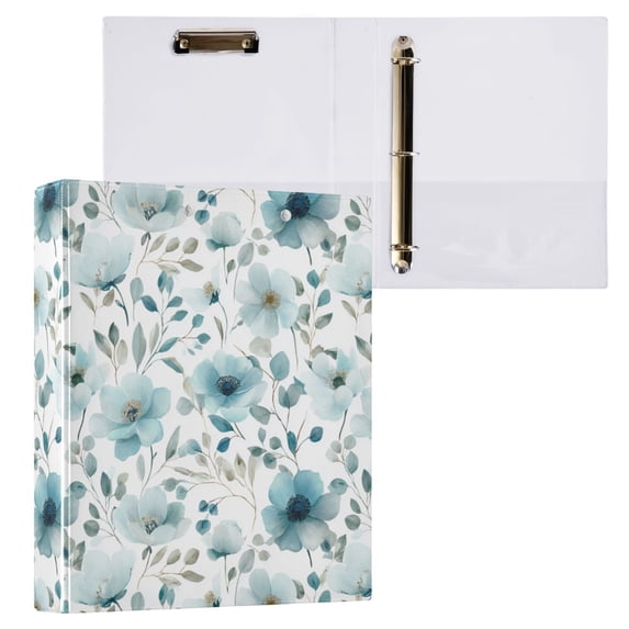 3 Ring Binder with Flattened Metal Clip 1.5" Round Rings Binder ...