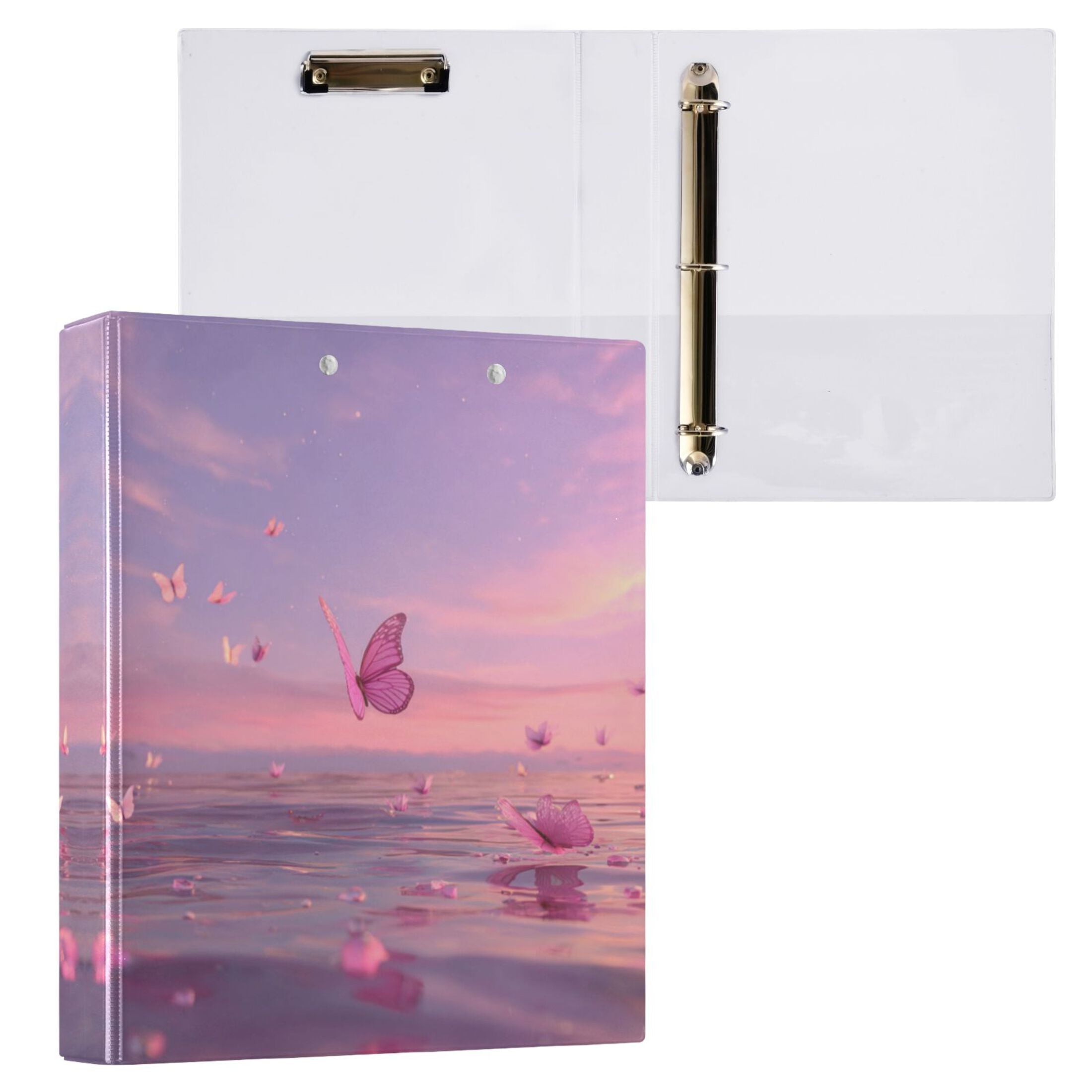 3 Ring Binder with Flattened Metal Clip 1.5" Round Rings Binder ...