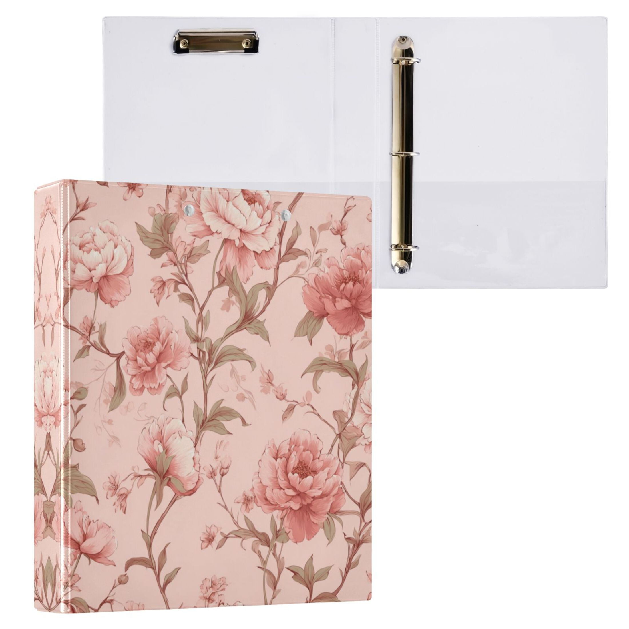 3 Ring Binder with Flattened Metal Clip 1.5" Round Rings Binder ...