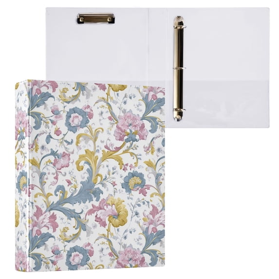 3 Ring Binder with Flattened Metal Clip 1.5" Round Rings Binder ...