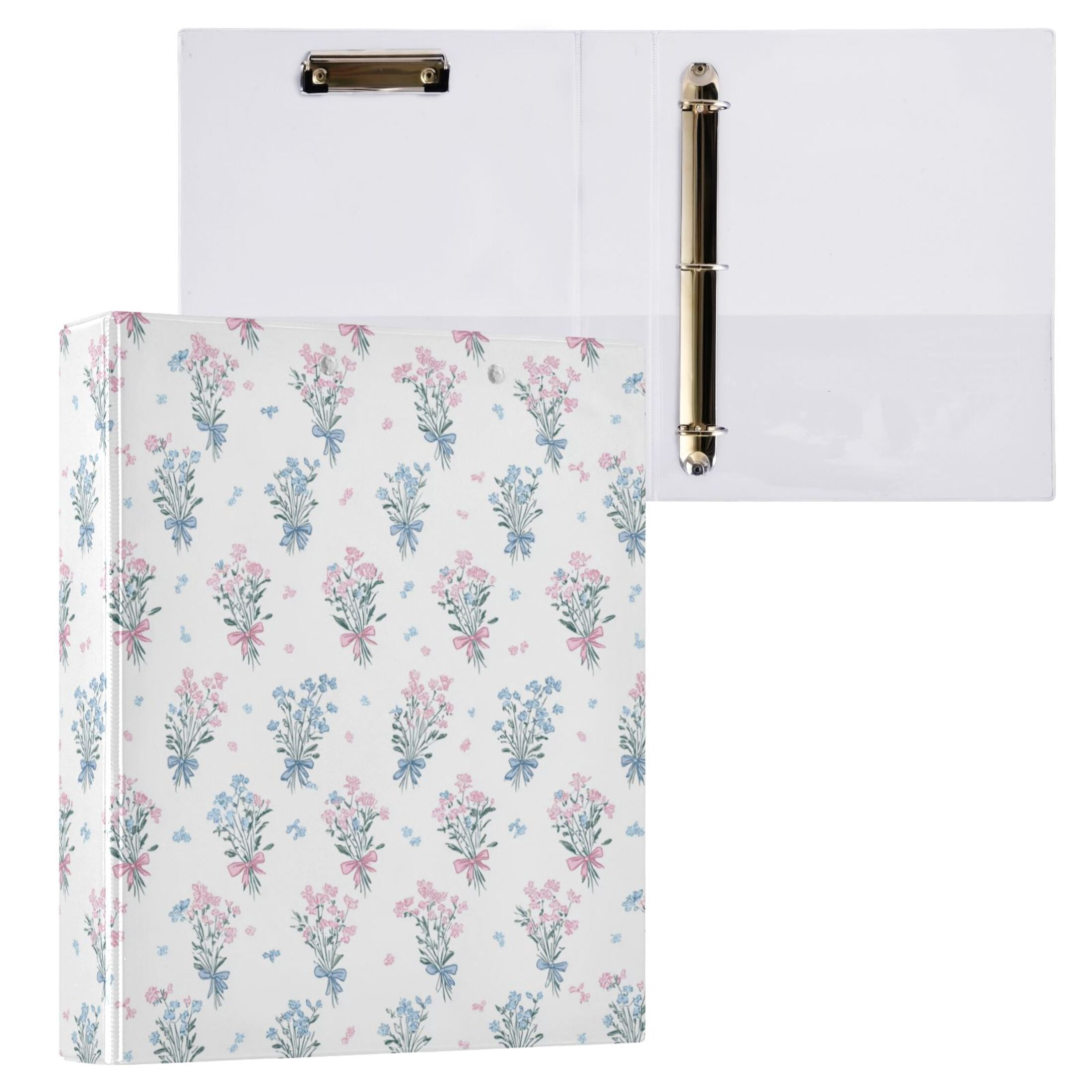 3 Ring Binder with Flattened Metal Clip 1.5" Round Rings Binder ...