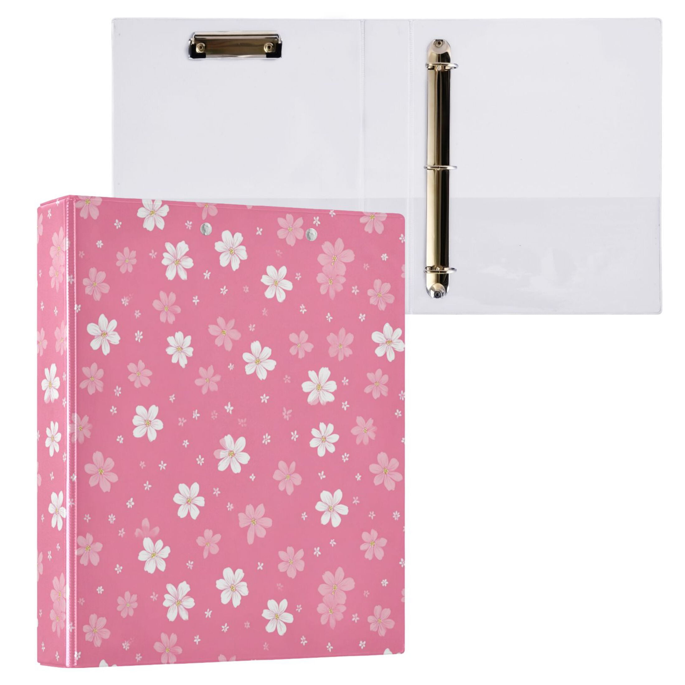 3 Ring Binder with Flattened Metal Clip 1.5" Round Rings Binder ...