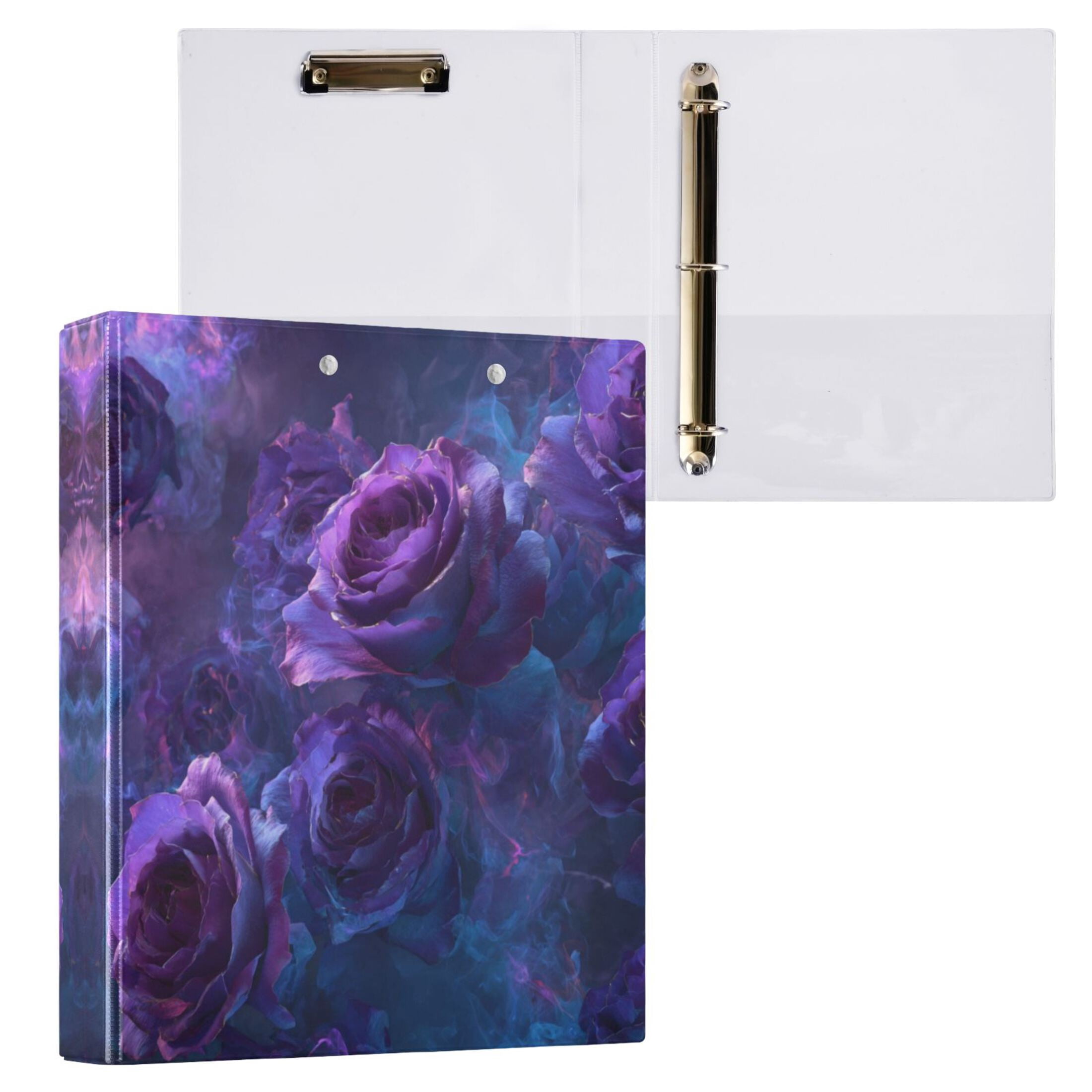 3 Ring Binder with Flattened Metal Clip 1.5" Round Rings Binder ...
