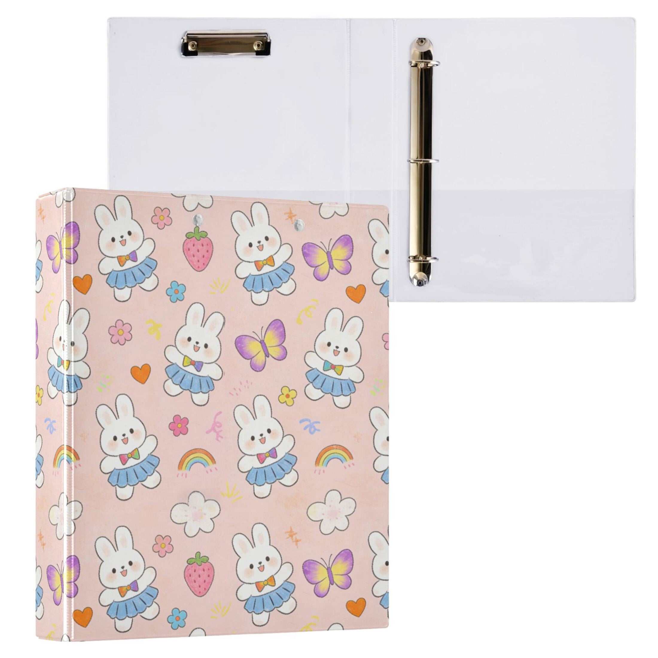 3 Ring Binder with Flattened Metal Clip 1.5" Round Rings Binder ...