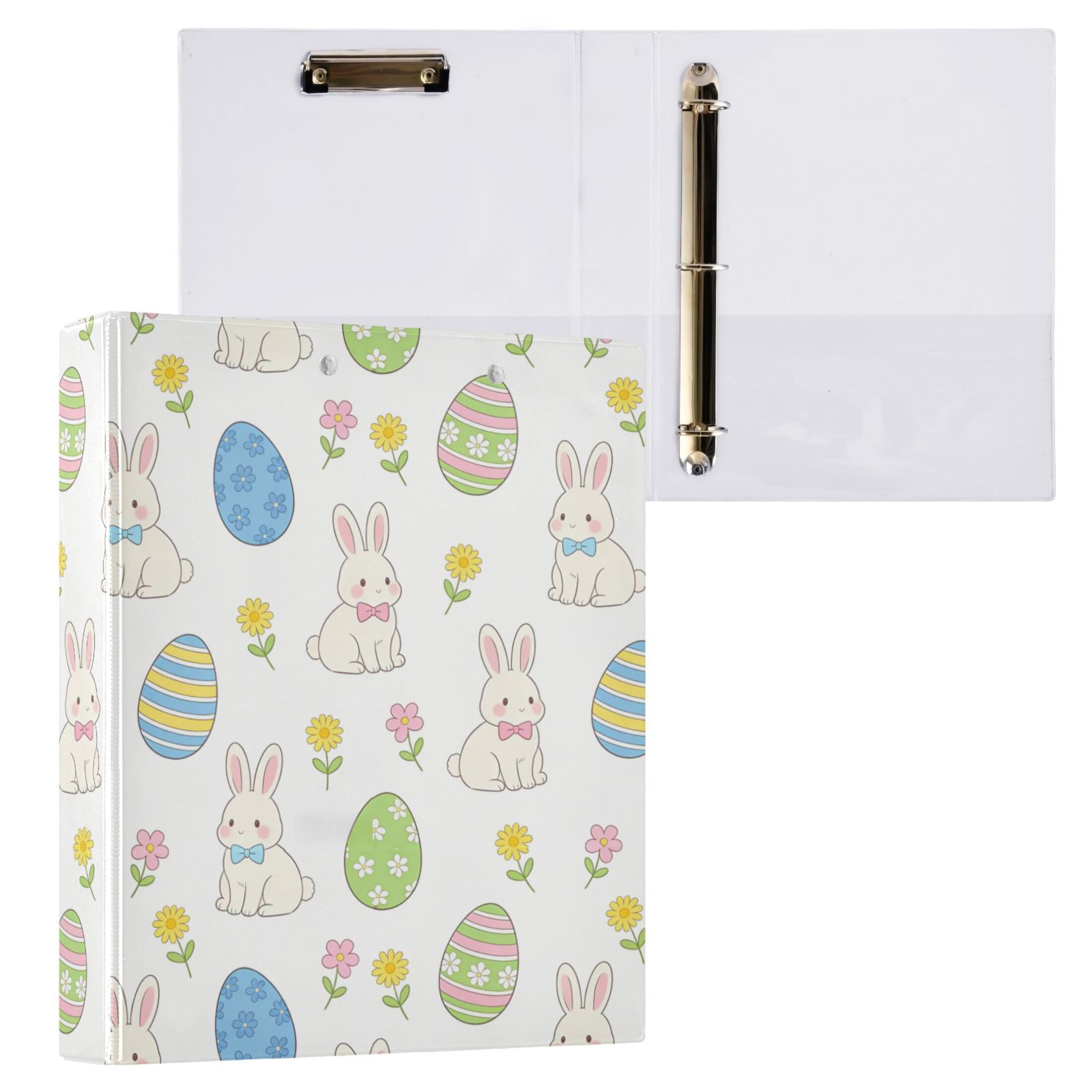 3 Ring Binder with Flattened Metal Clip 1.5" Round Rings Binder ...
