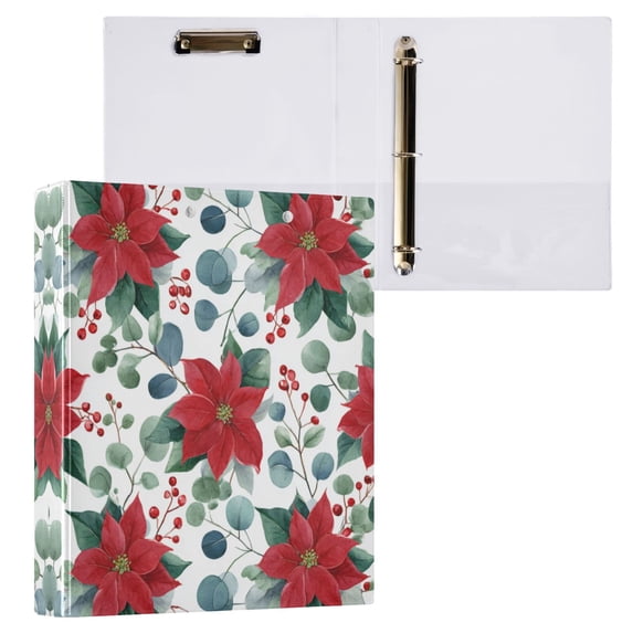 3 Ring Binder with Flattened Metal Clip 1.5" Round Rings Binder ...