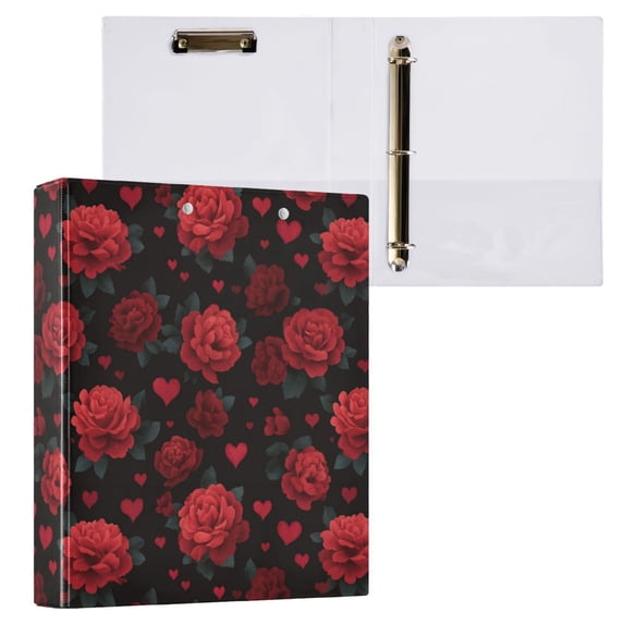 3 Ring Binder with Flattened Metal Clip 1.5" Round Rings Binder ...
