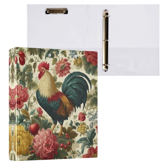 3 Ring Binder with Flattened Metal Clip 1.5" Round Rings Binder ...