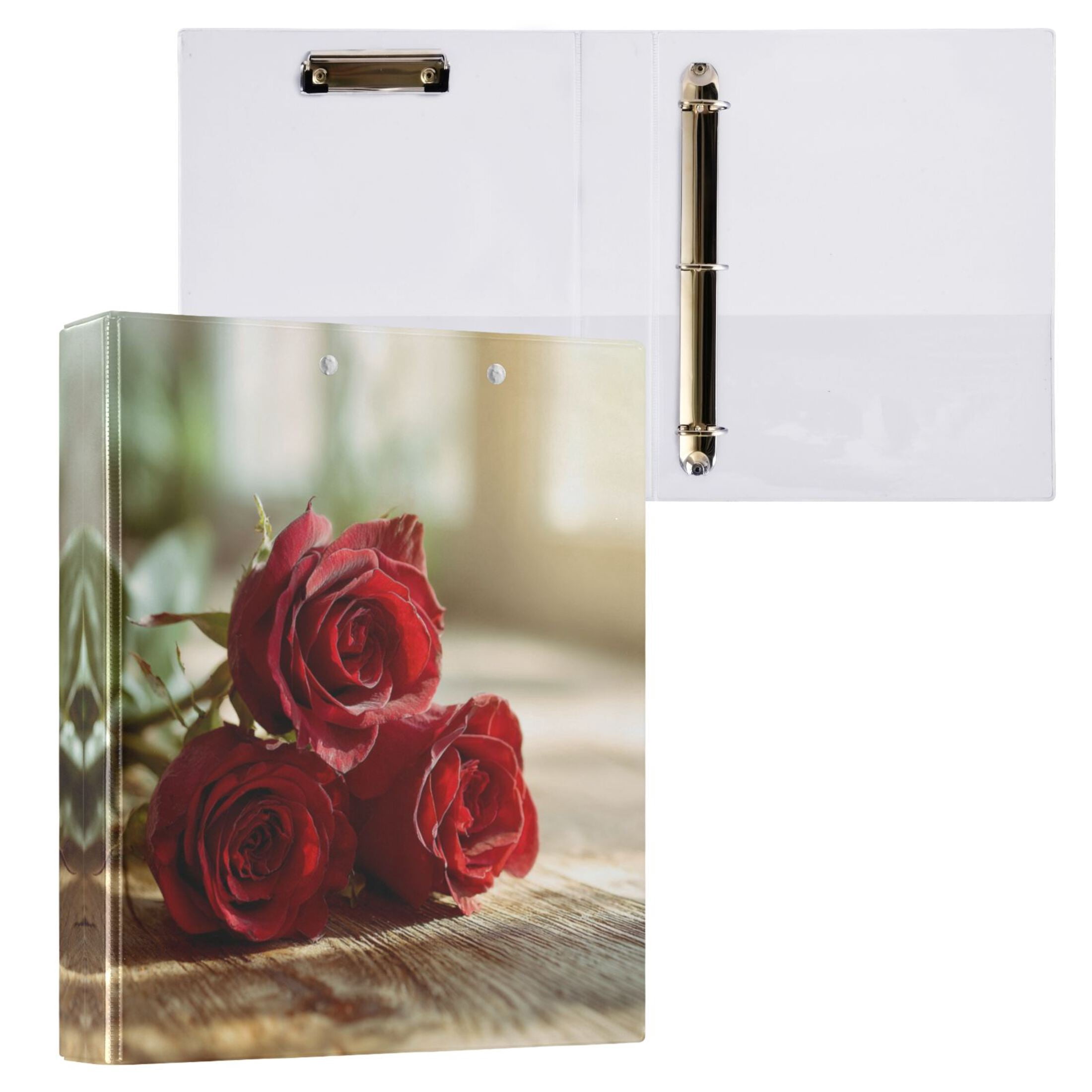 3 Ring Binder with Flattened Metal Clip 1.5" Round Rings Binder ...
