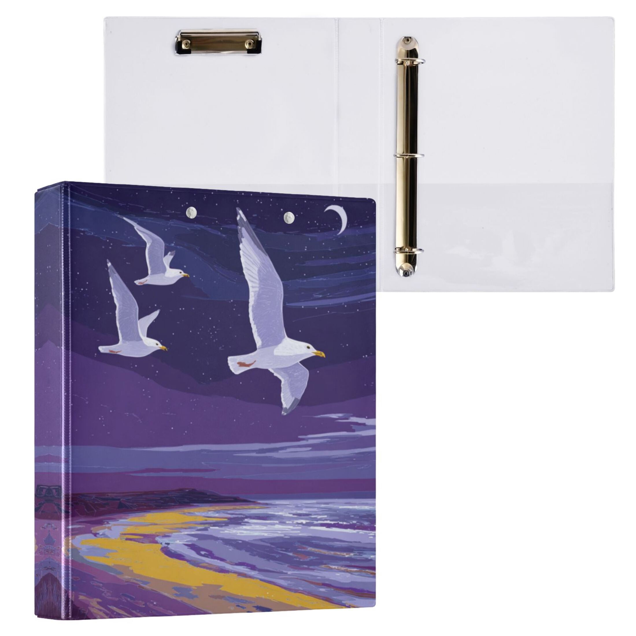 3 Ring Binder with Flattened Metal Clip 1.5" Round Rings Binder ...
