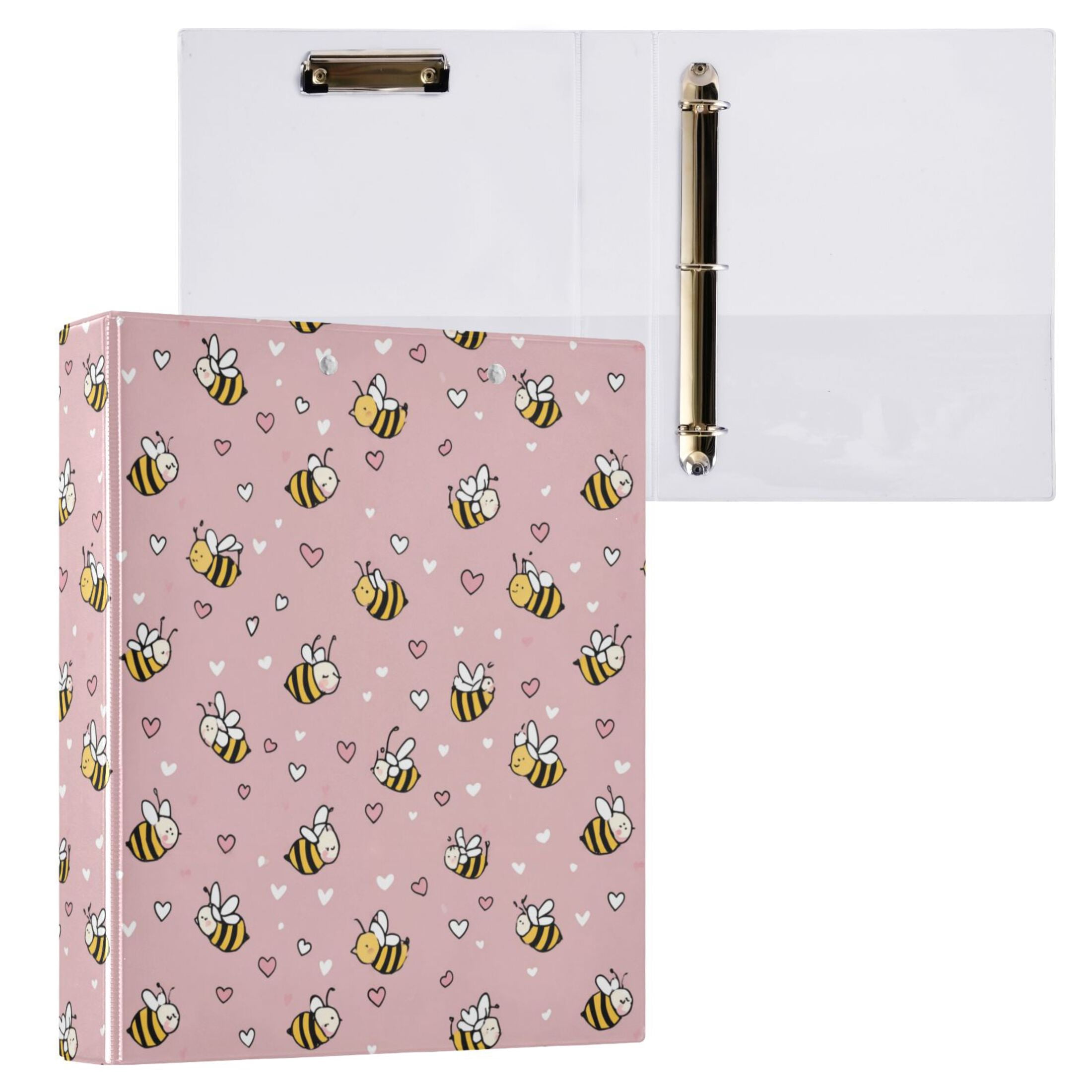 3 Ring Binder with Flattened Metal Clip 1.5" Round Rings Binder ...