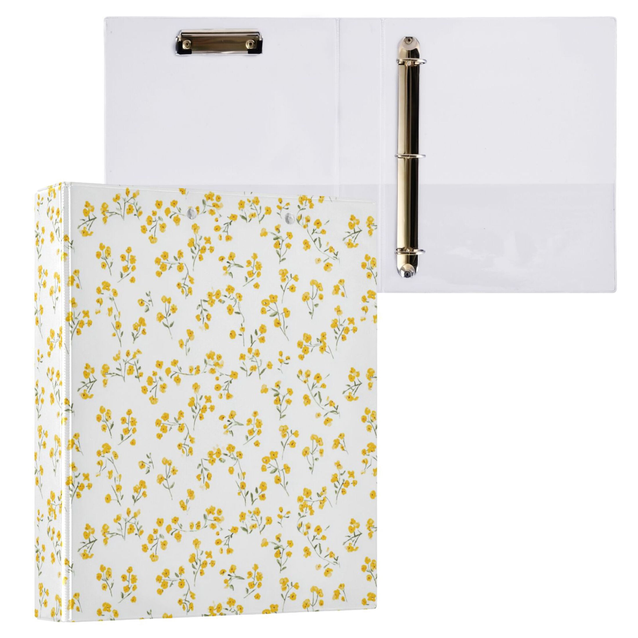 3 Ring Binder with Flattened Metal Clip 1.5" Round Rings Binder ...