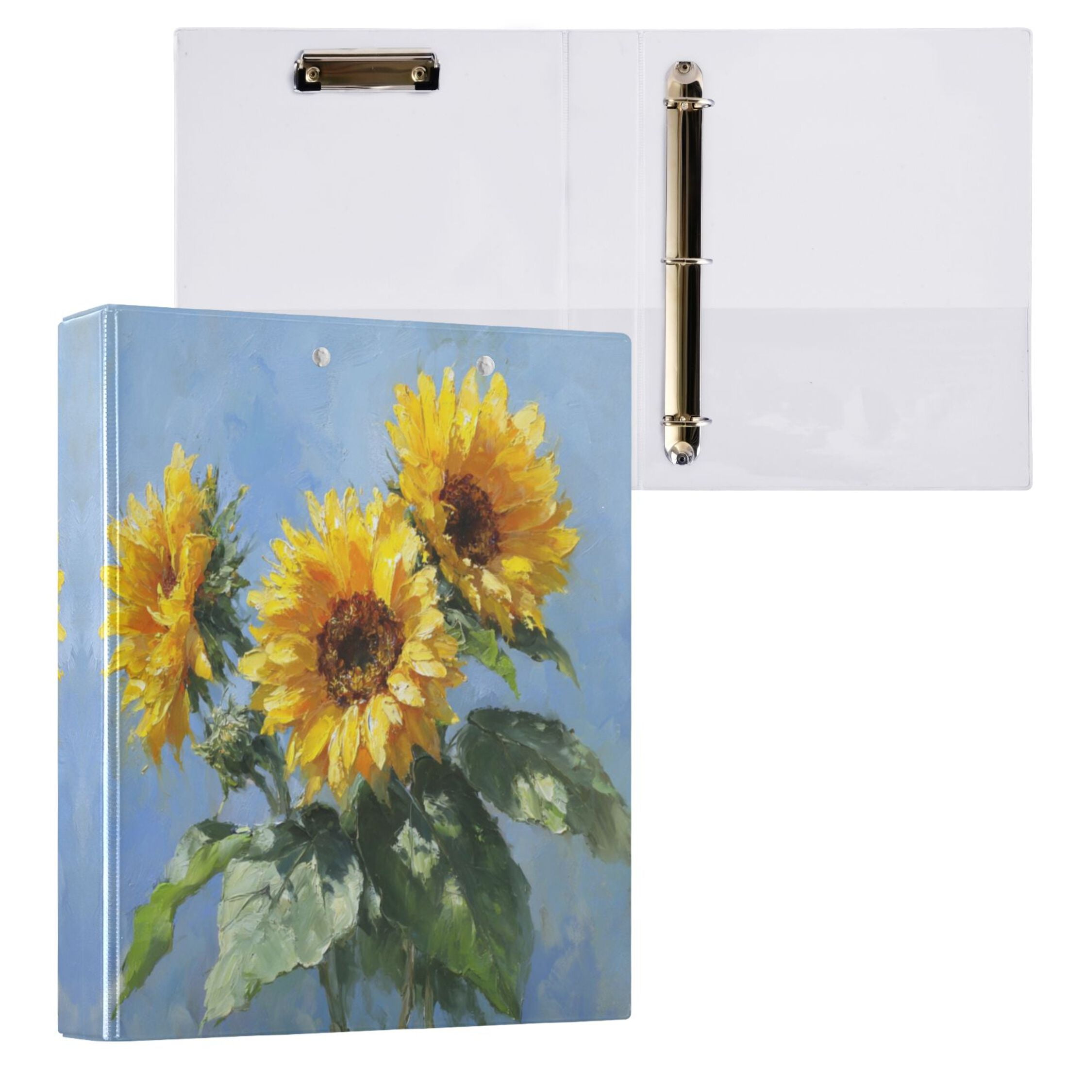 3 Ring Binder with Flattened Metal Clip 1.5" Round Rings Binder ...