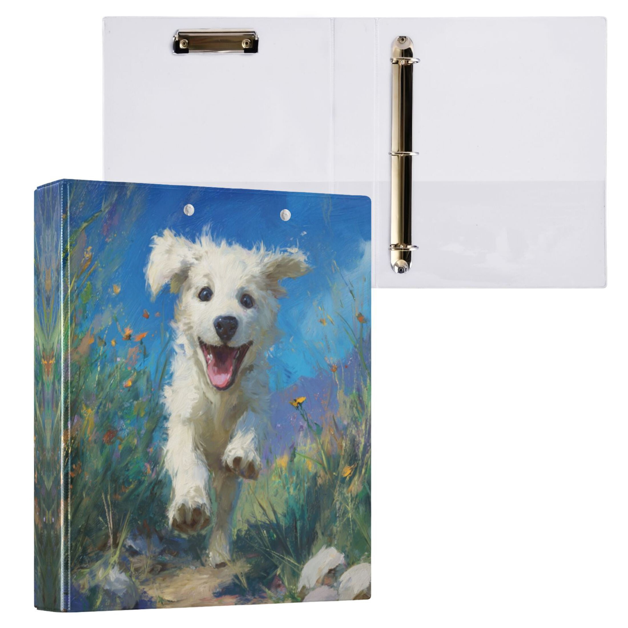 3 Ring Binder with Flattened Metal Clip 1.5" Round Rings Binder ...