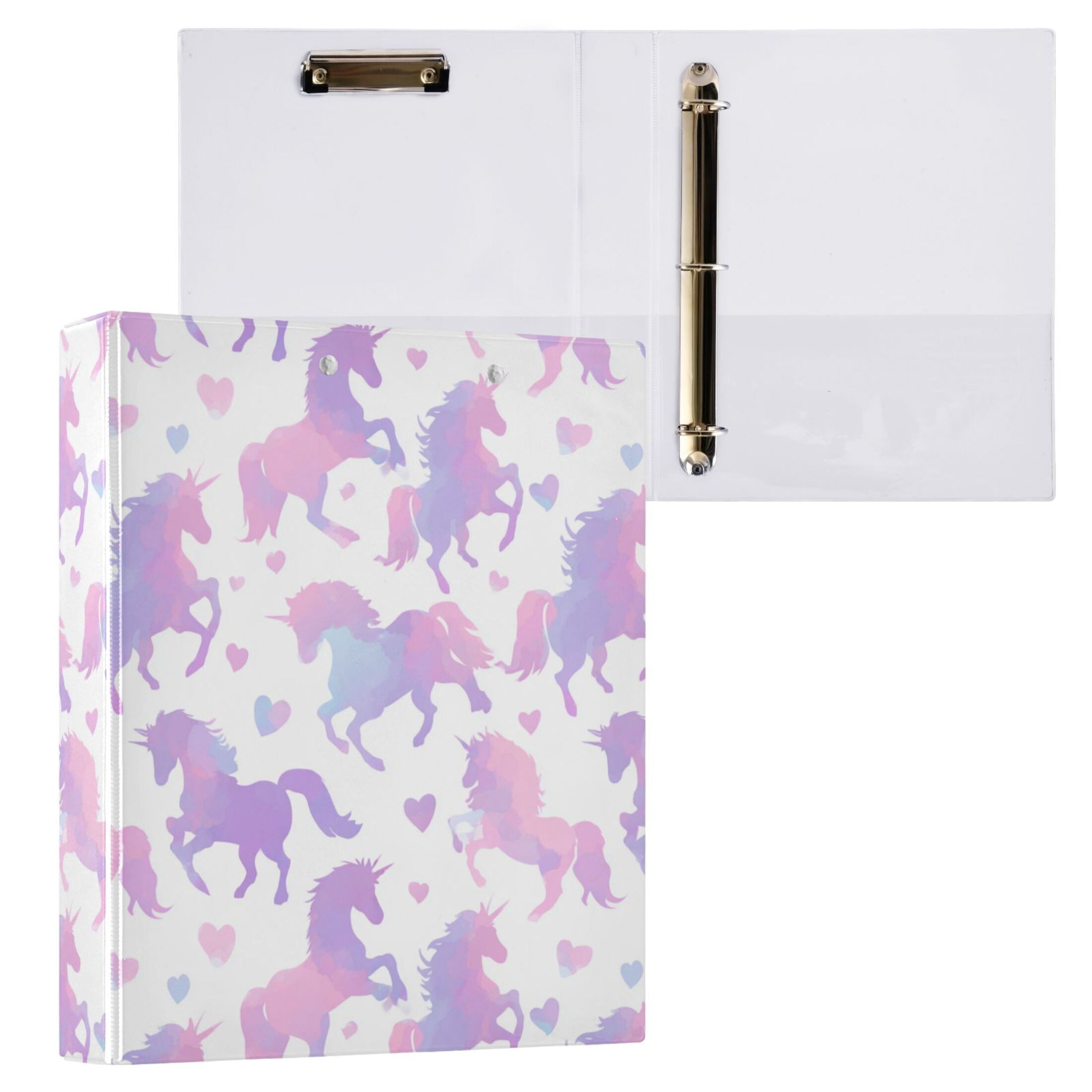 3 Ring Binder with Flattened Metal Clip 1.5" Round Rings Binder ...