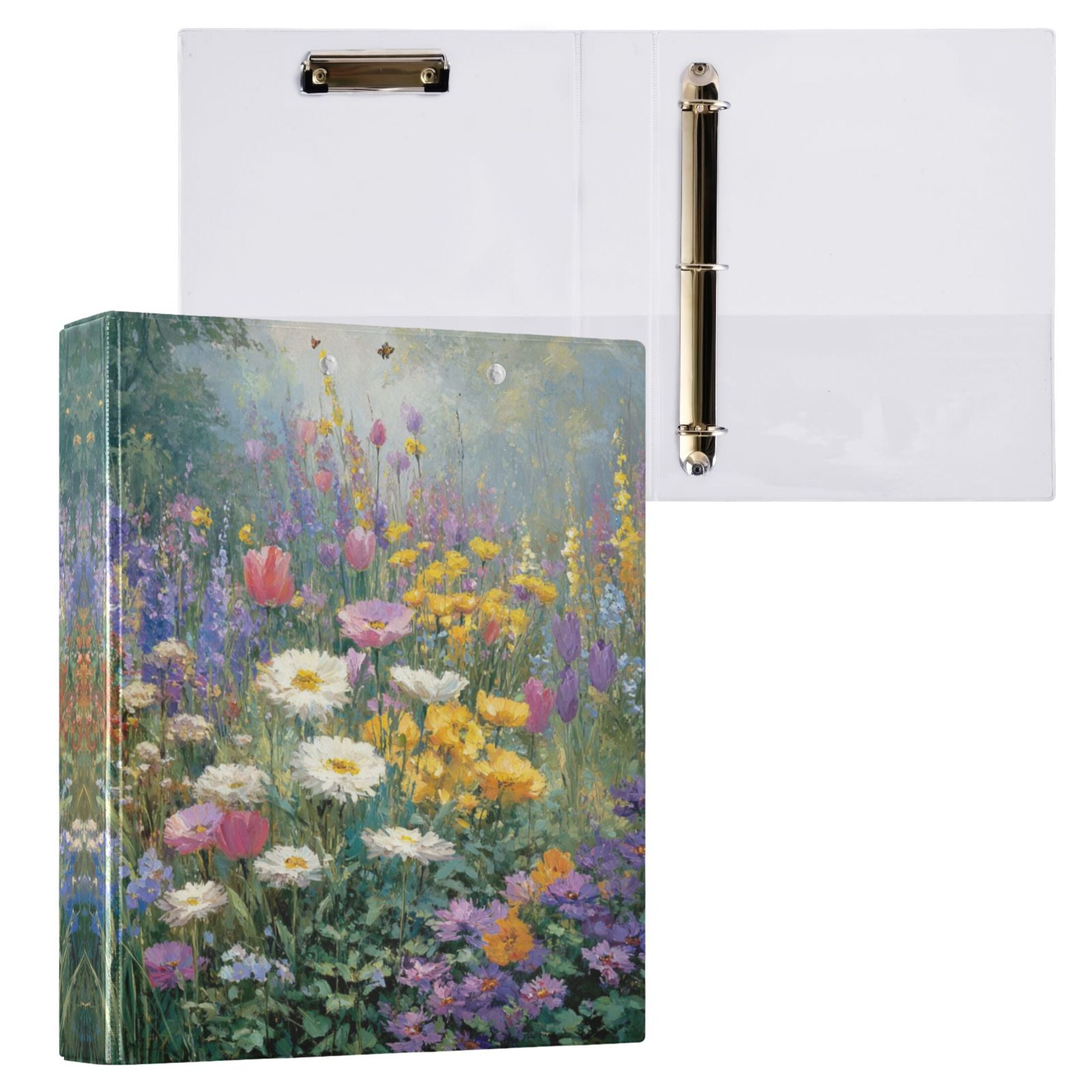 3 Ring Binder with Flattened Metal Clip 1.5" Round Rings Binder ...