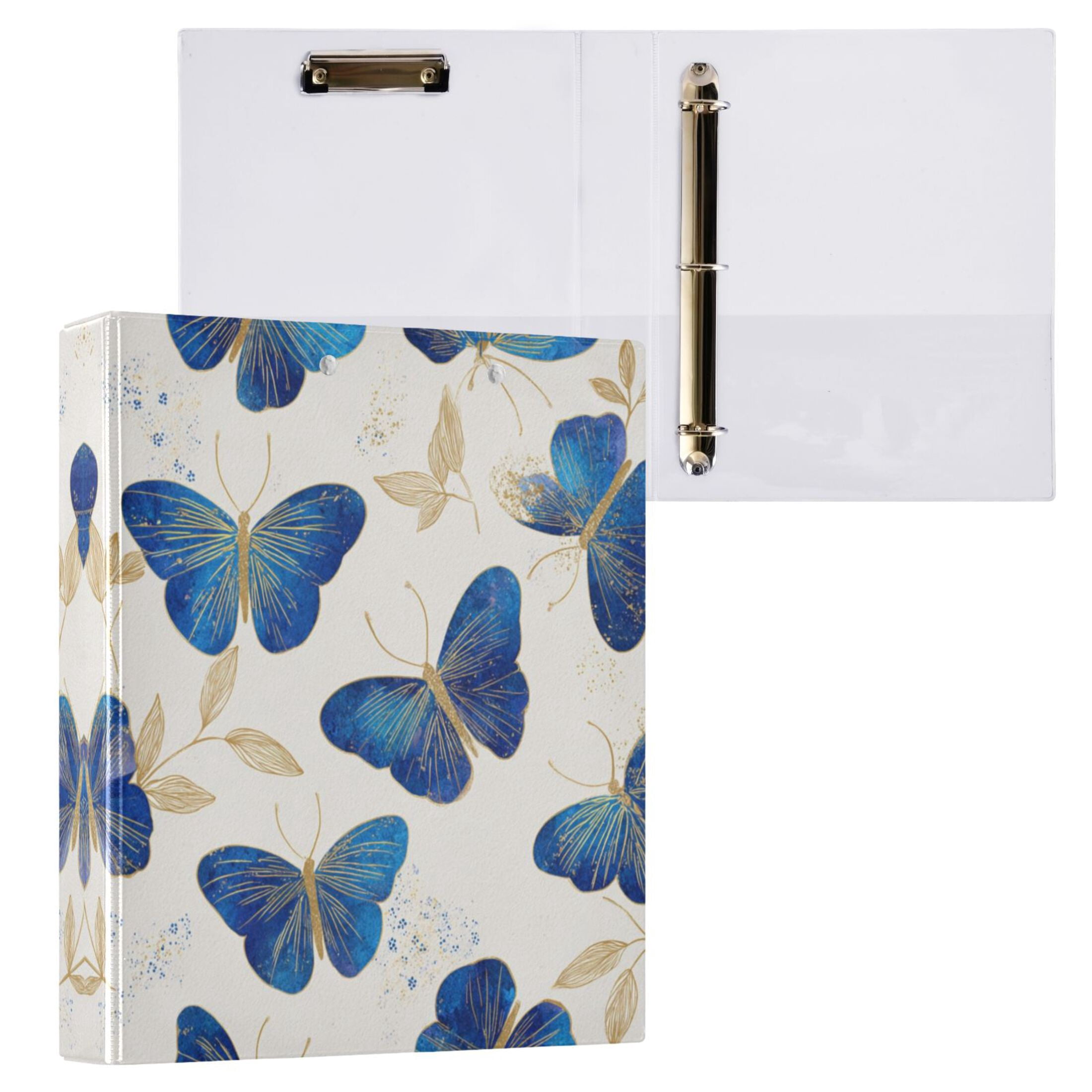 3 Ring Binder with Flattened Metal Clip 1.5" Round Rings Binder ...