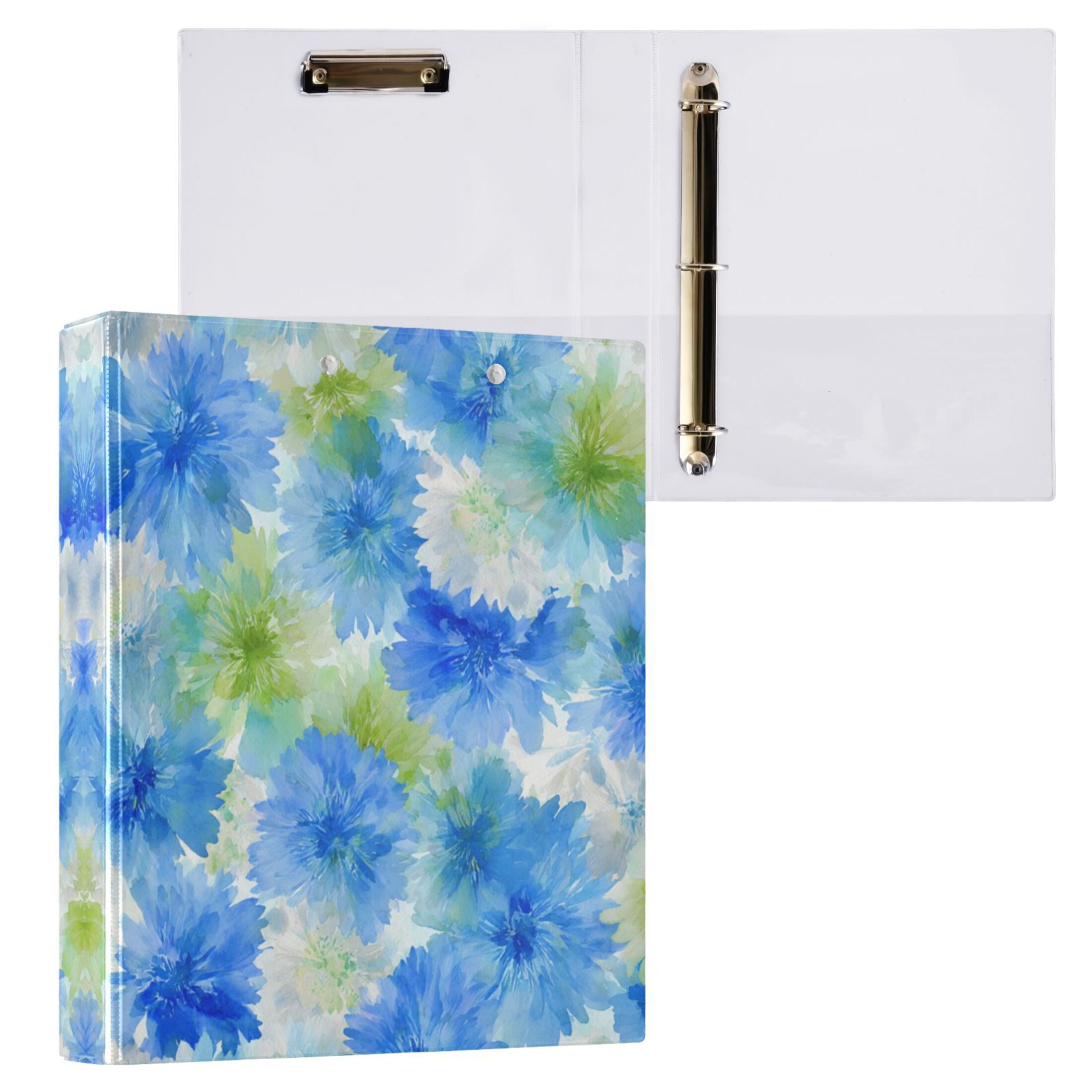3 Ring Binder with Flattened Metal Clip 1.5" Round Rings Binder ...
