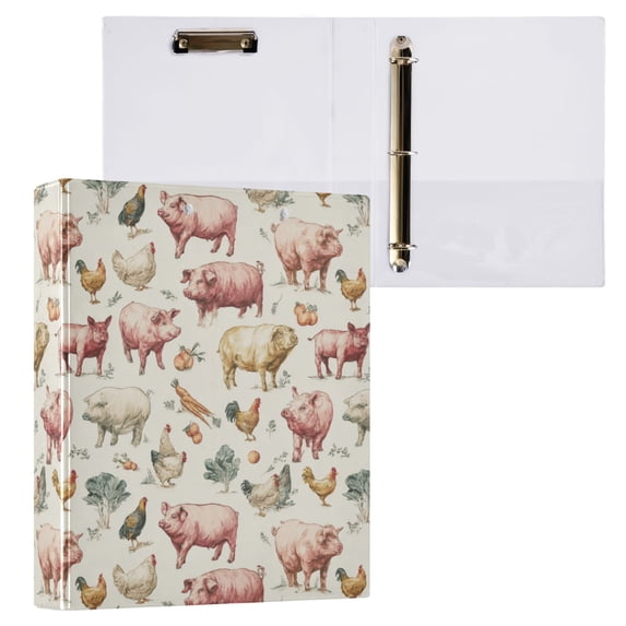 3 Ring Binder with Flattened Metal Clip 1.5" Round Rings Binder ...