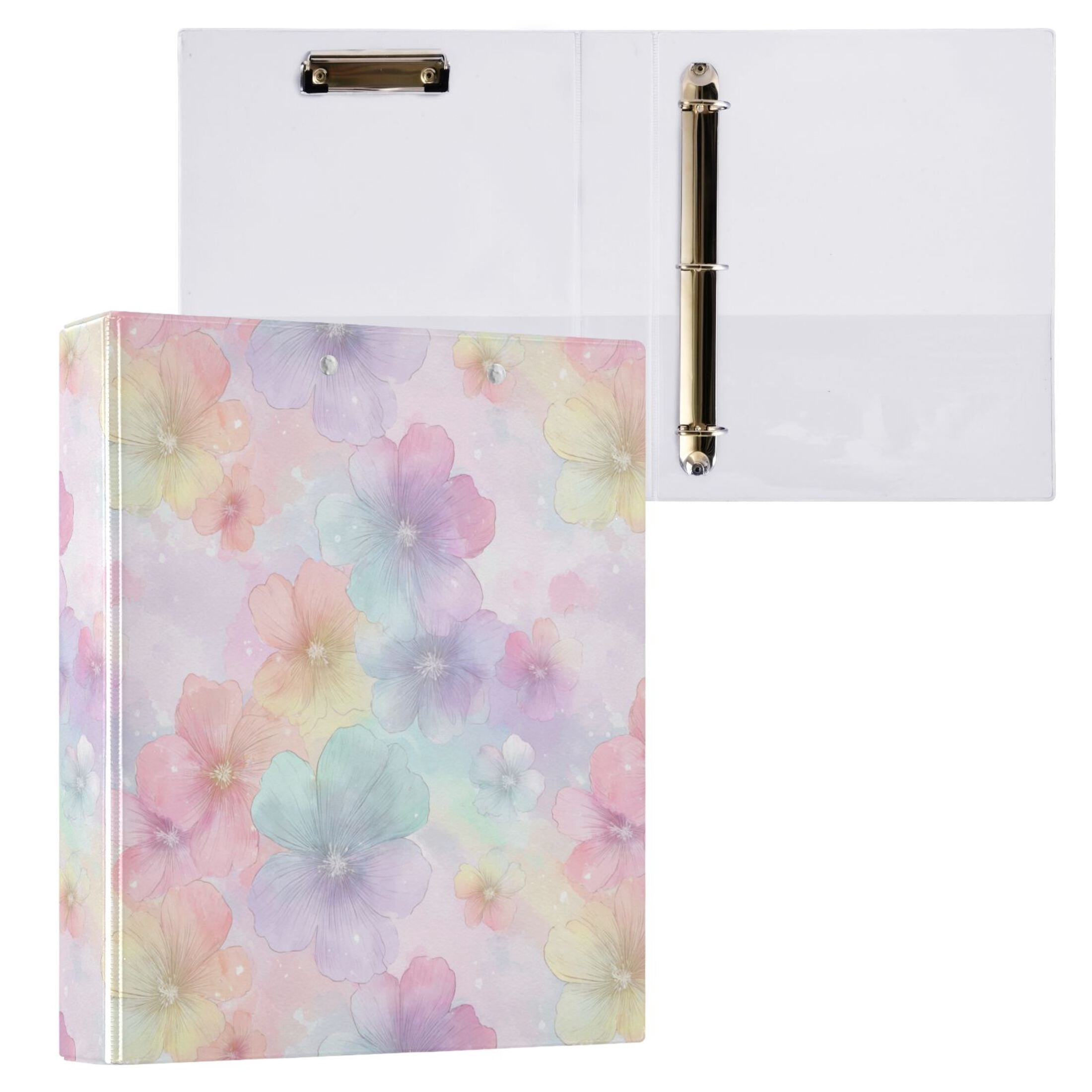 3 Ring Binder with Flattened Metal Clip 1.5" Round Rings Binder ...