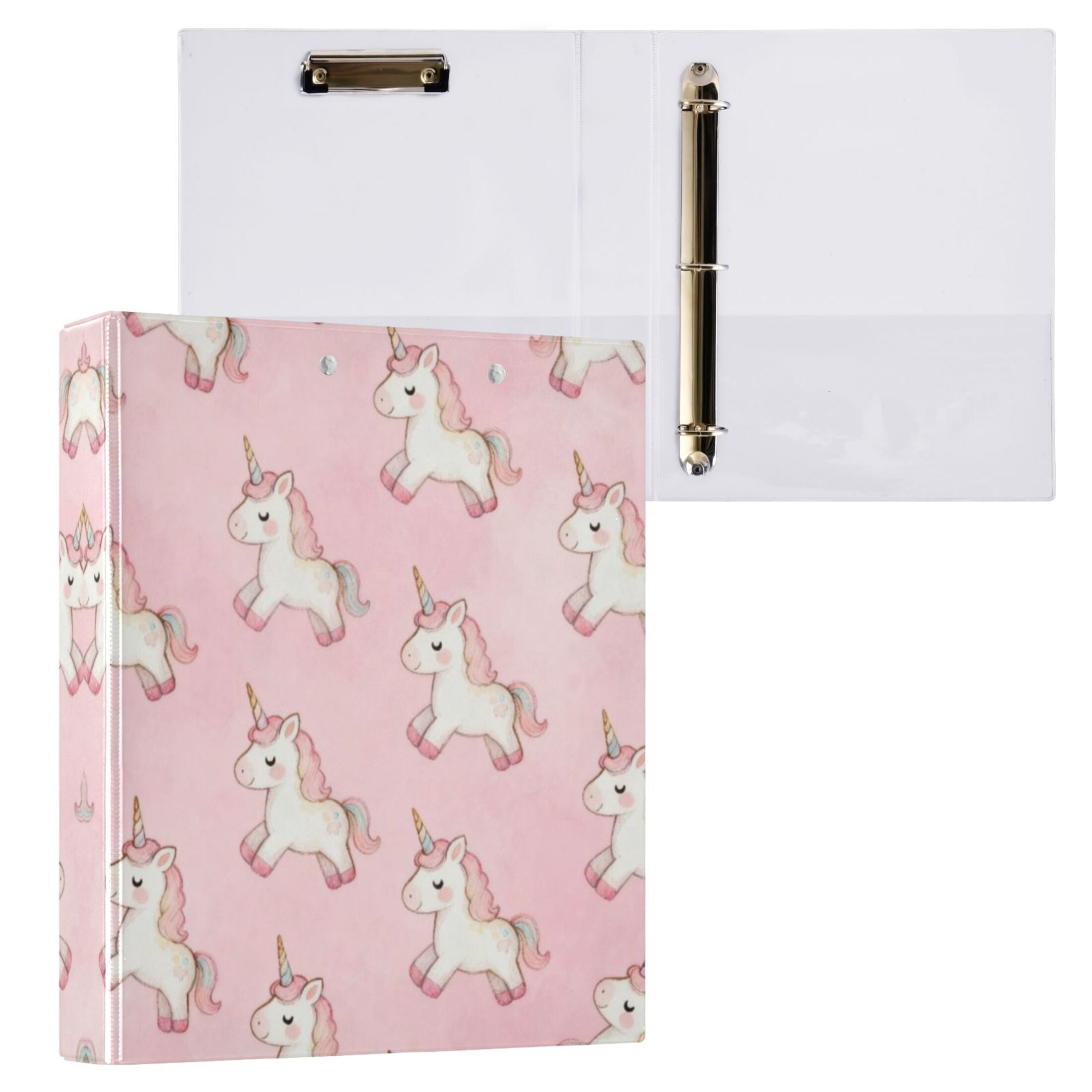 3 Ring Binder with Flattened Metal Clip 1.5" Round Rings Binder ...