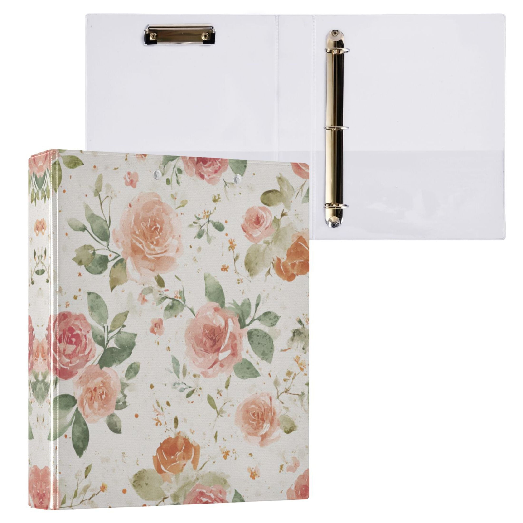 3 Ring Binder with Flattened Metal Clip 1.5" Round Rings Binder ...
