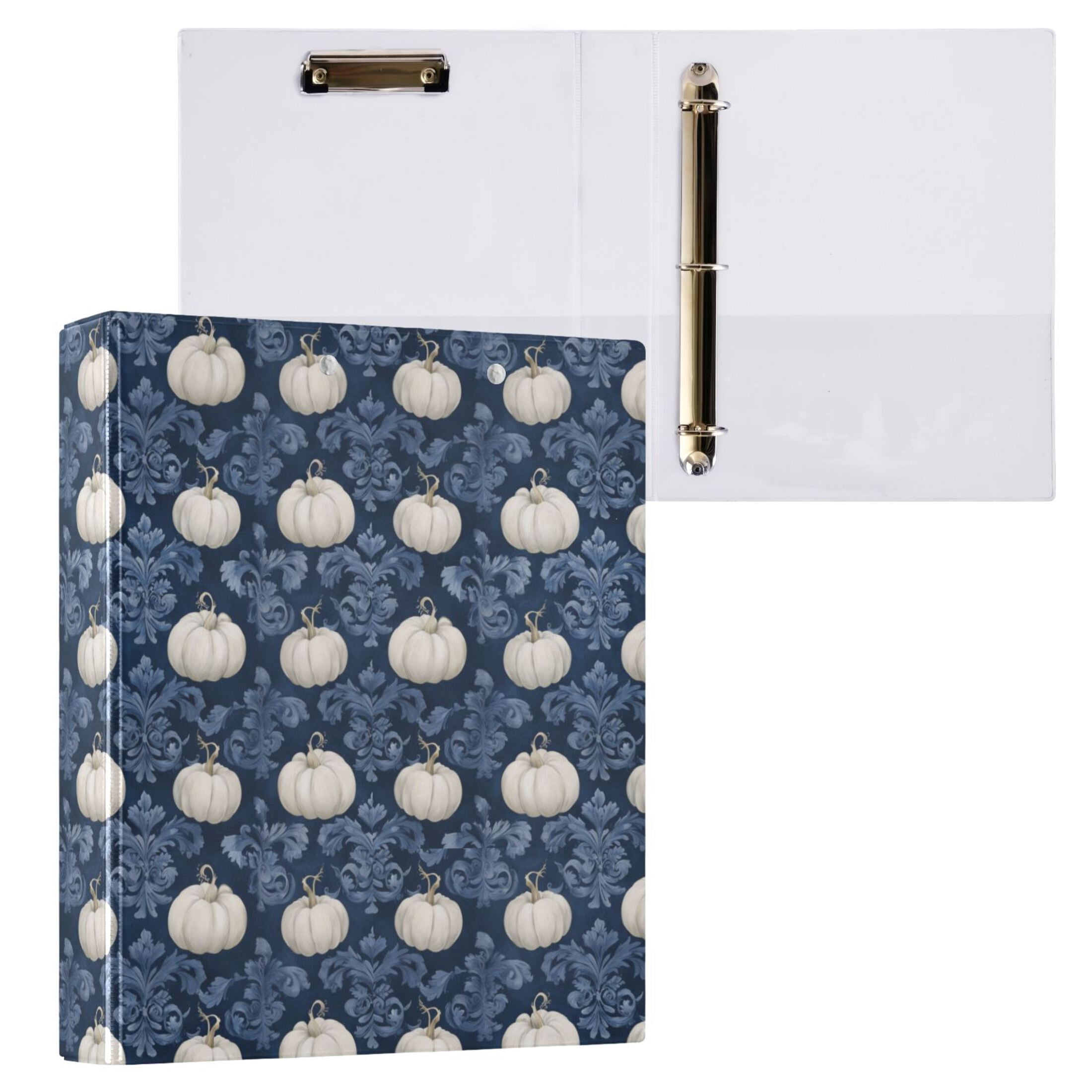 3 Ring Binder with Flattened Metal Clip 1.5" Round Rings Binder ...