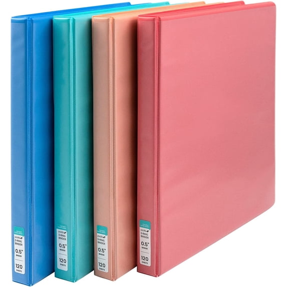 3 Ring Binders – 0.5 Inch Binder with Round D Rings and 2 Pockets ...