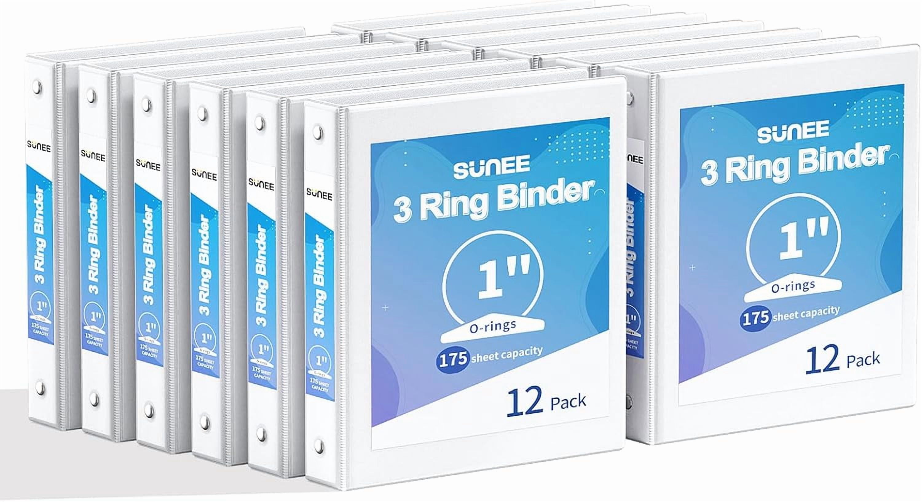 3 Ring Binders 1 Inch 12 Pack, Clear View Bulk Three PVC-Free (Fit 8 ...