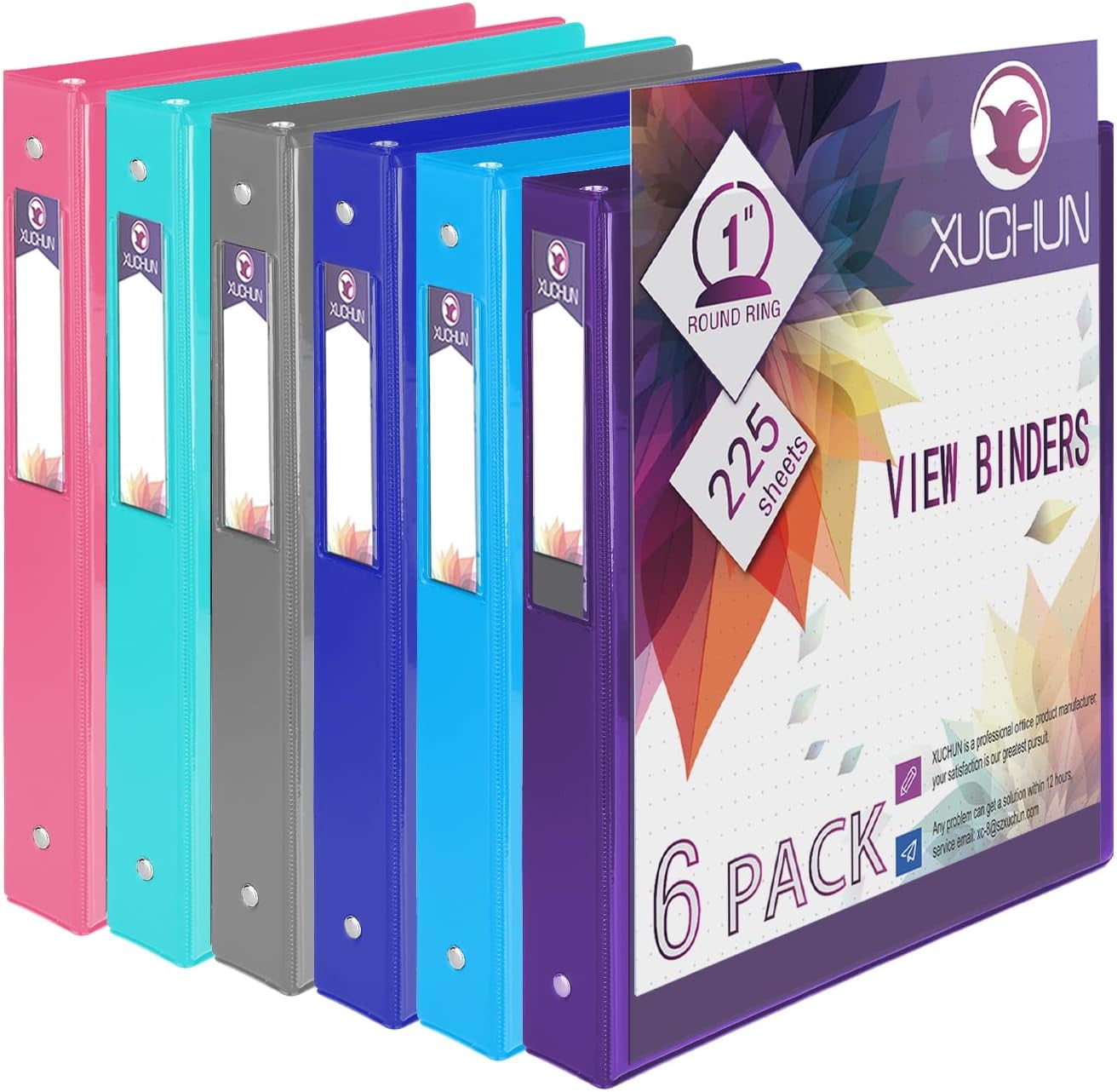 3 Ring Binders 1 Inch,Clear View Binder with 2 Pockets, Holds 225 ...