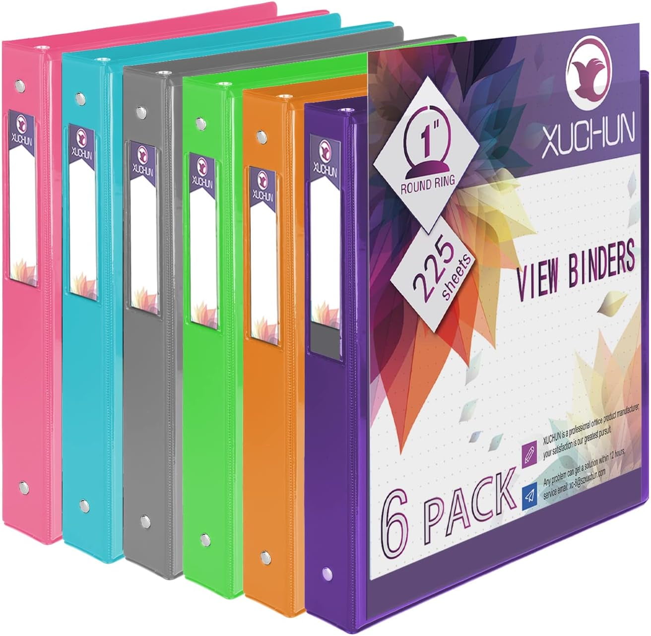 3 Ring Binders 1 Inch,Clear View Binder with 2 Pockets, Holds 225 ...