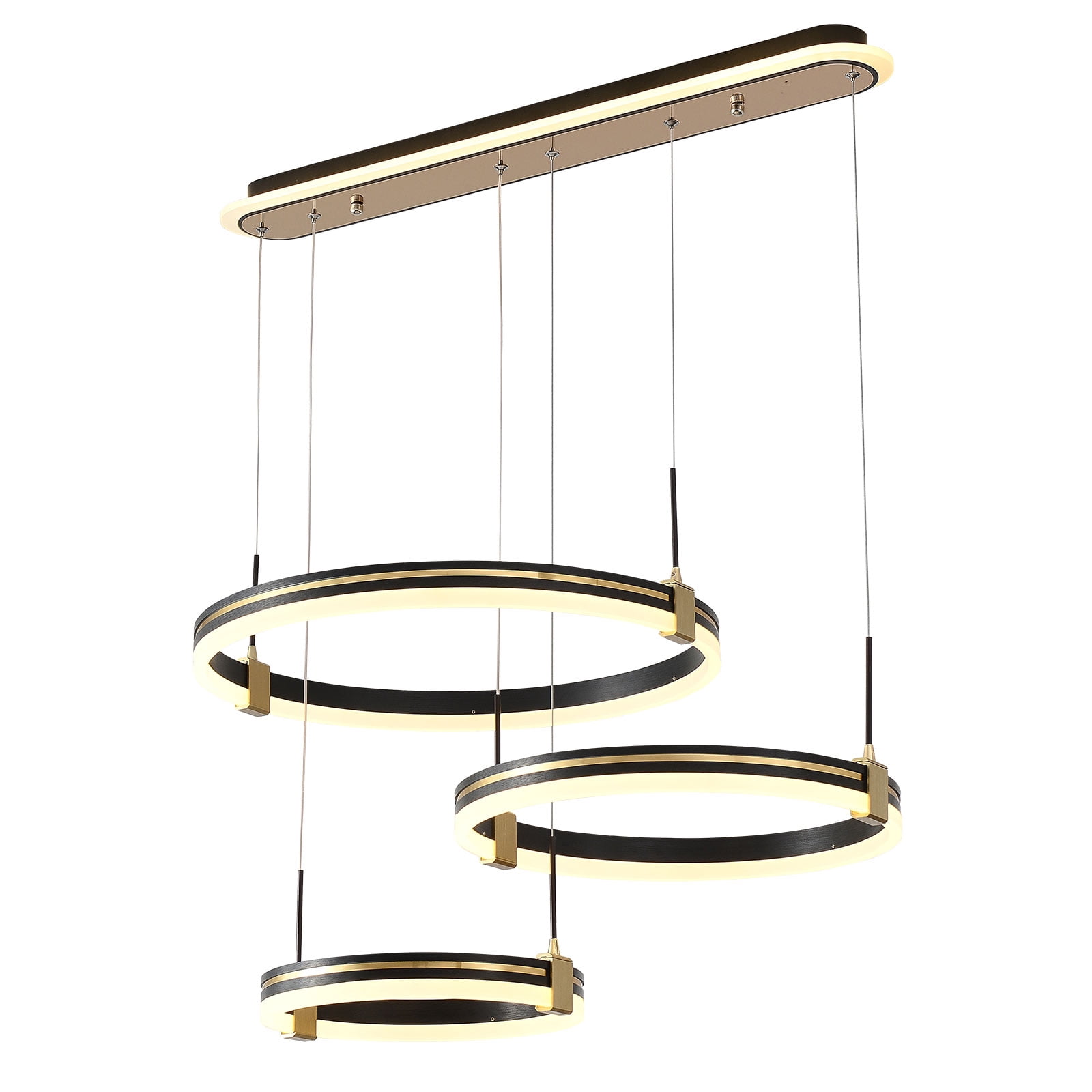 3-Ring Chandelier LED Ceiling Light Dimmable Dining Room Kitchen Island ...