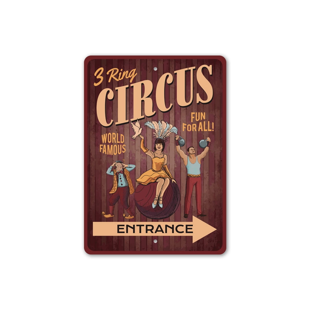 3 Ring Circus Aluminum Metal Decor Sign - 4x18 inches - Walmart.com
