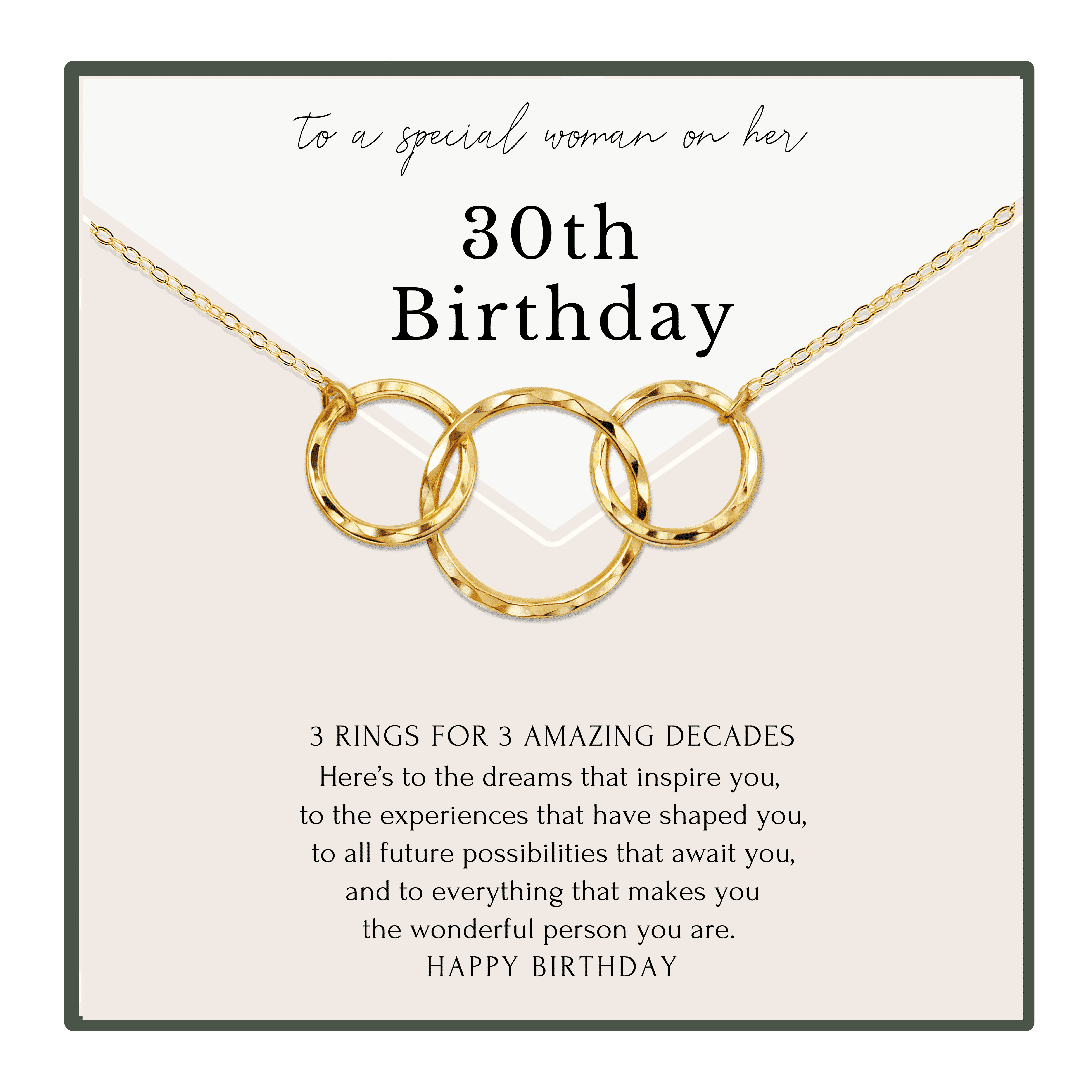 HOPE LOVE SHINE 30th Birthday Necklace 3 Ring Gold 3 Decades Jewelry ...
