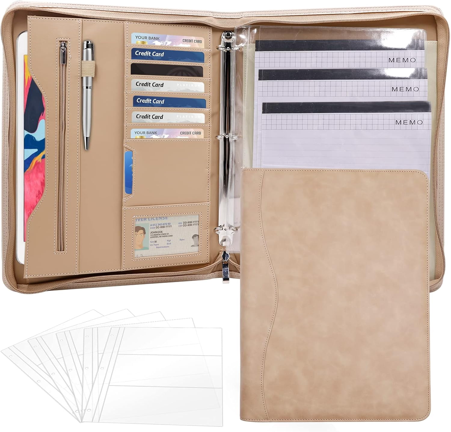 3-Ring Padfolio Portfolio Binder Organizer,PU Leather Folder Binder ...